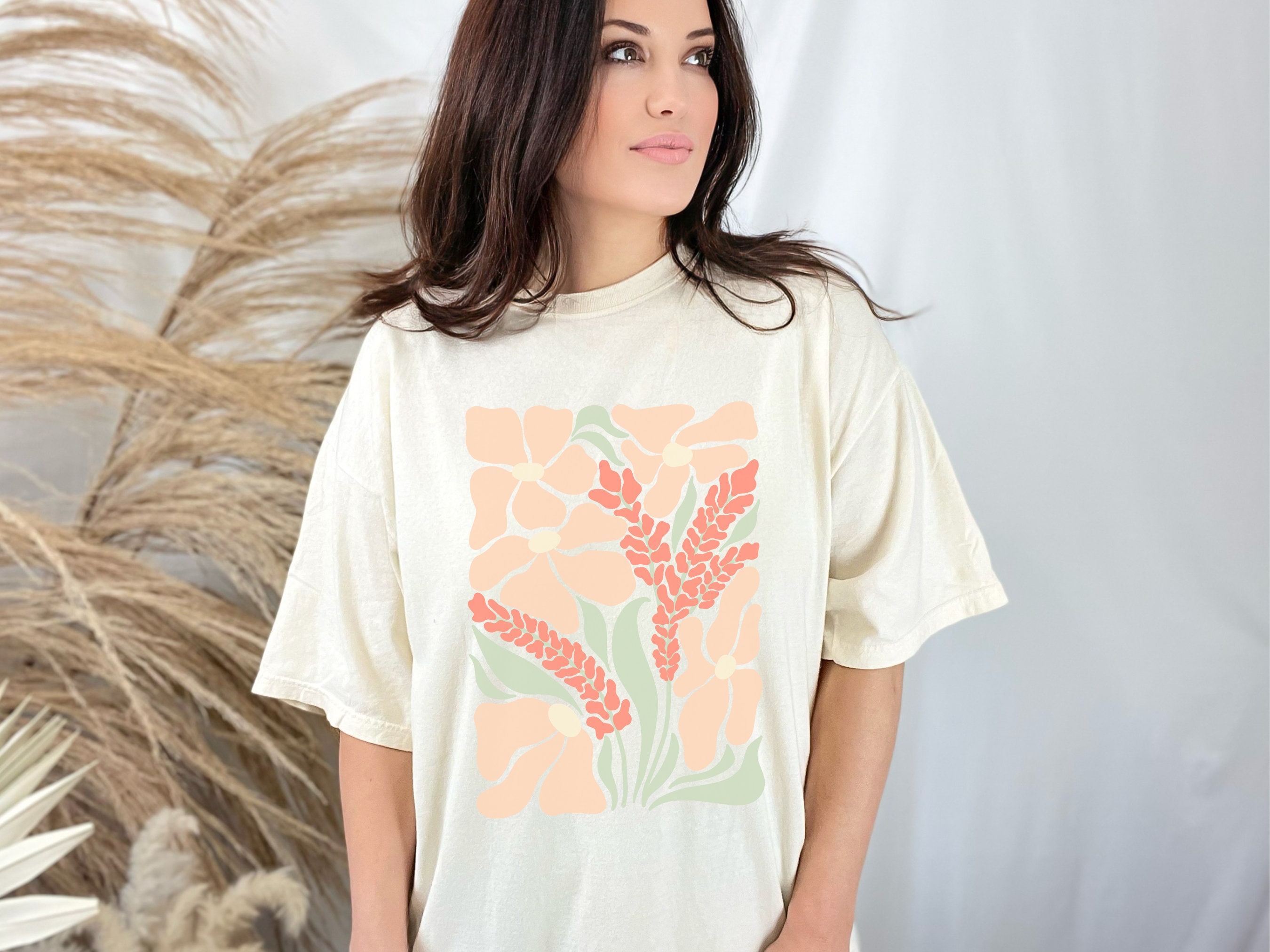 Aesthetic Flower Comfort Colors T Shirt, Trendy Graphic Tee, Floral T ...