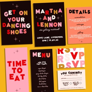 ROMANTIC TYPE Sample Pack Rock N Roll Wedding Invites Quirky Wedding ...