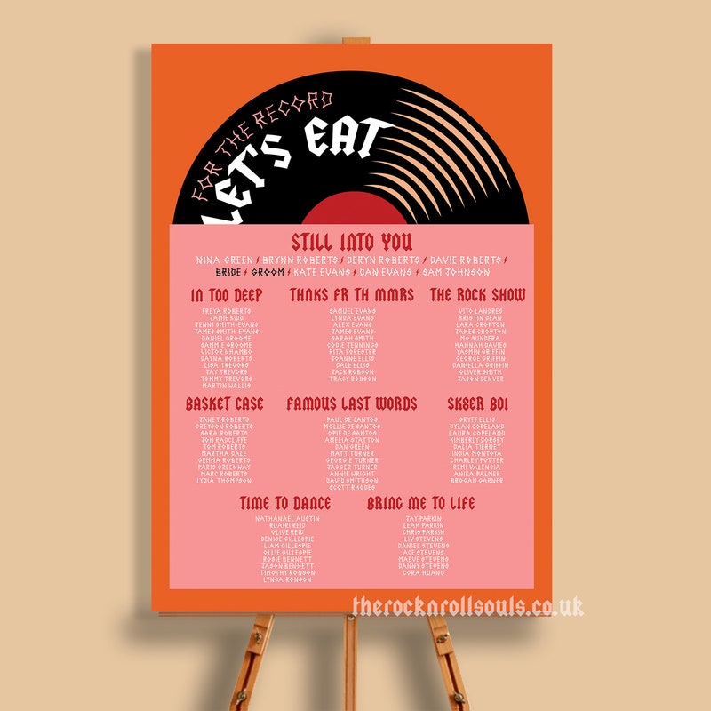 Record Wedding Seating Chart - Etsy