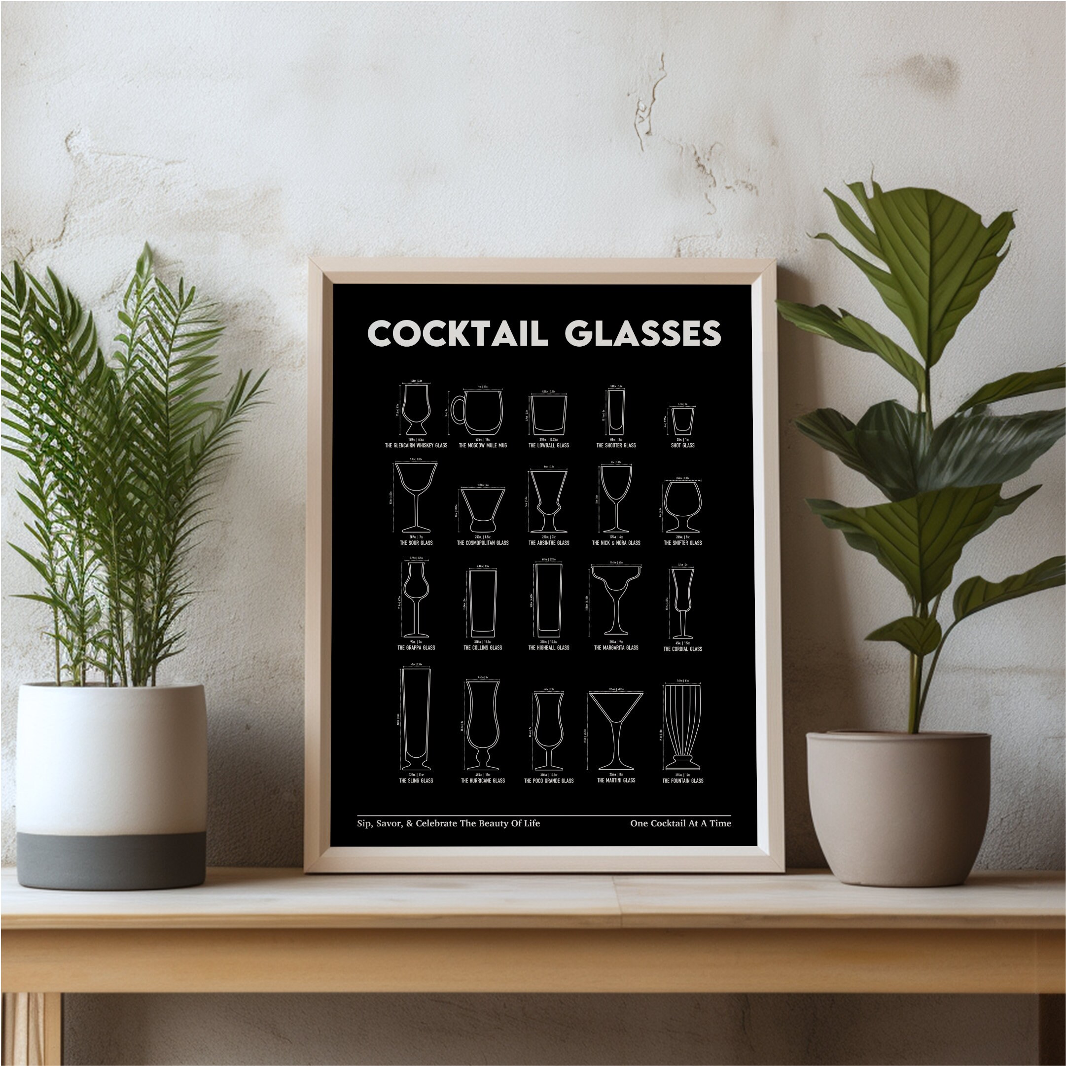 Cocktail Glasses: Chart / Poster / Food / Illustrations / Art Print ...