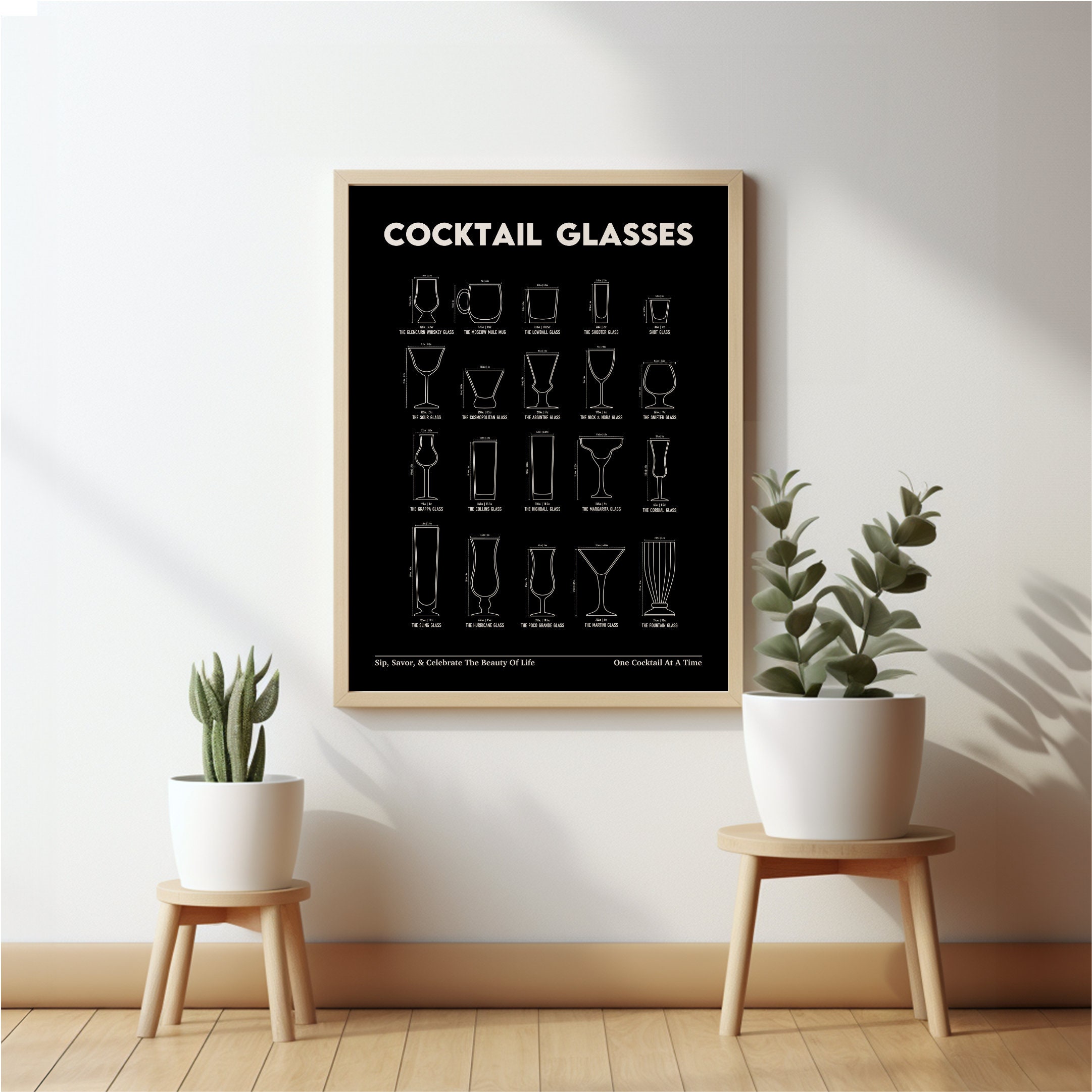 Cocktail Glasses: Chart / Poster / Food / Illustrations / Art Print ...