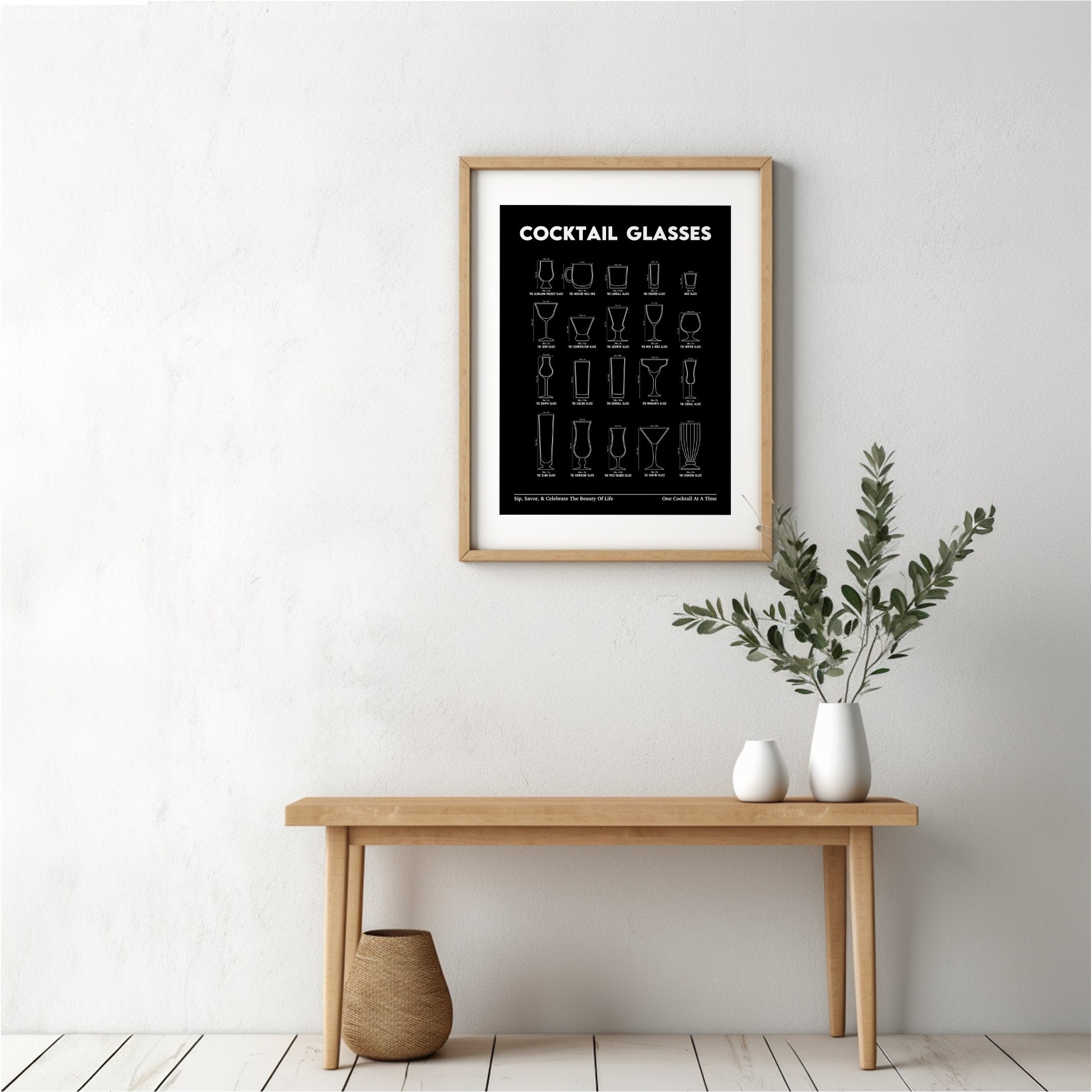 Cocktail Glasses: Chart / Poster / Food / Illustrations / Art Print ...