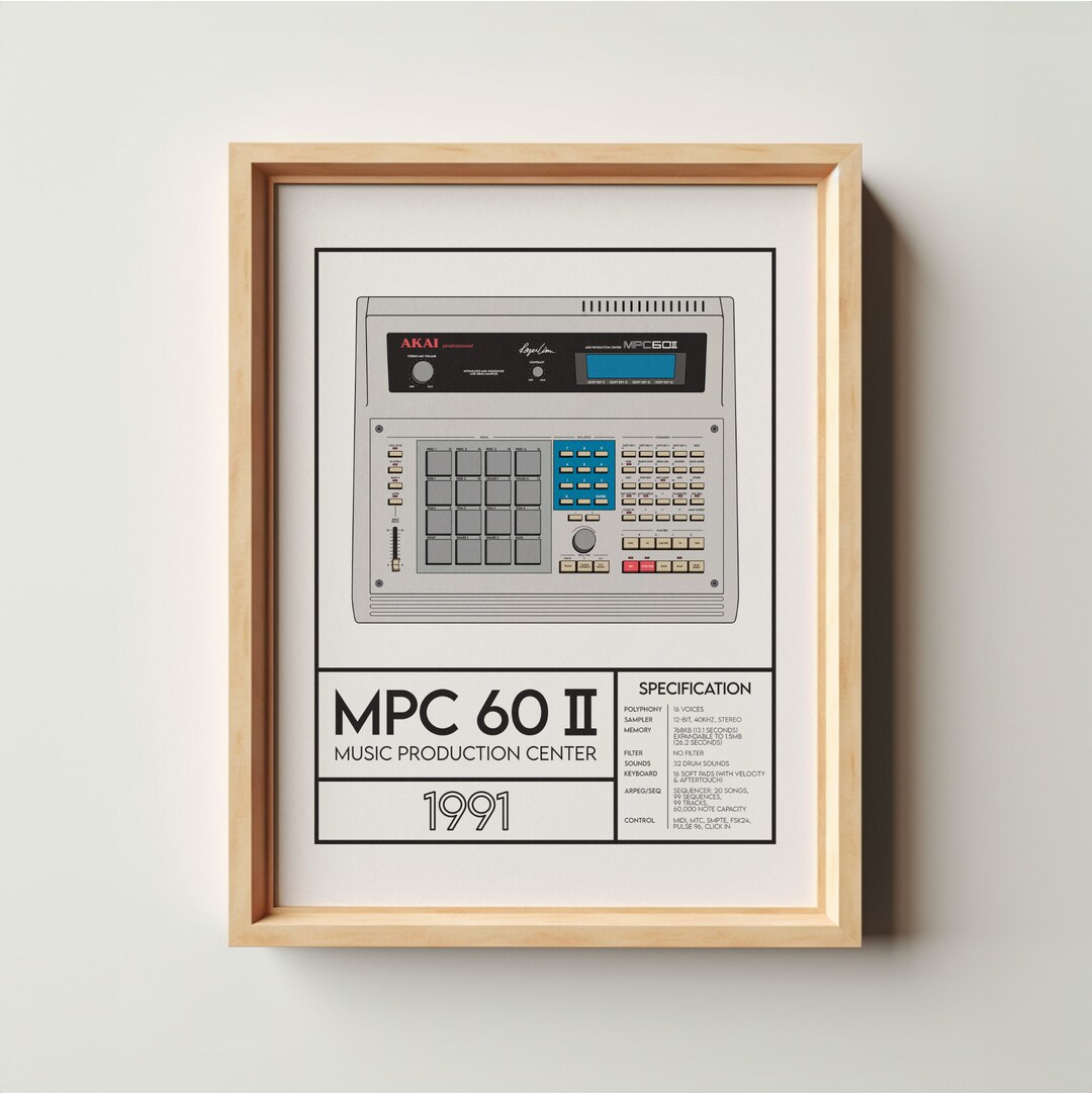 Akai MPC 60 II Poster Music Producer Gift Music Studio Midi Controller ...