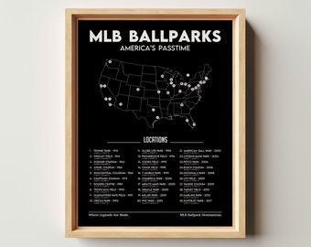 MLB Stadium Map, Baseball Stadium Map, Ballpark Map, MLB Stadium ...