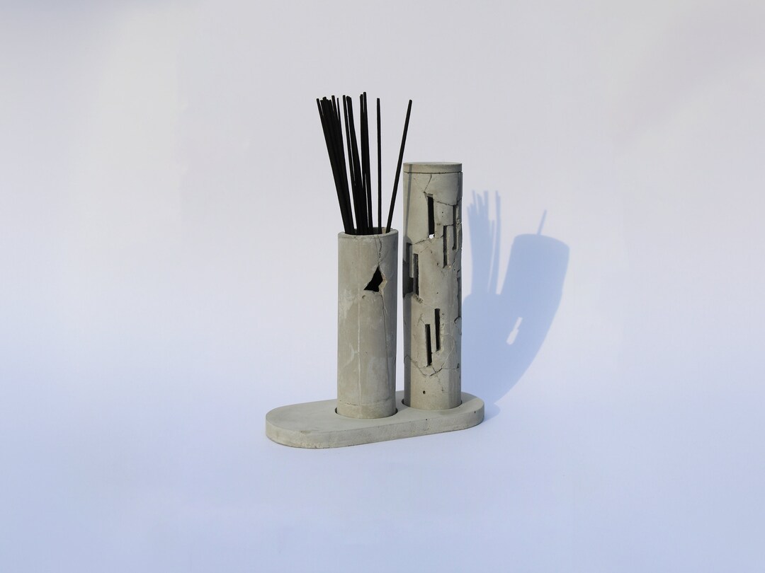 Grey Concrete Incense Burner Cement Homeware 5 Piece Set - Etsy