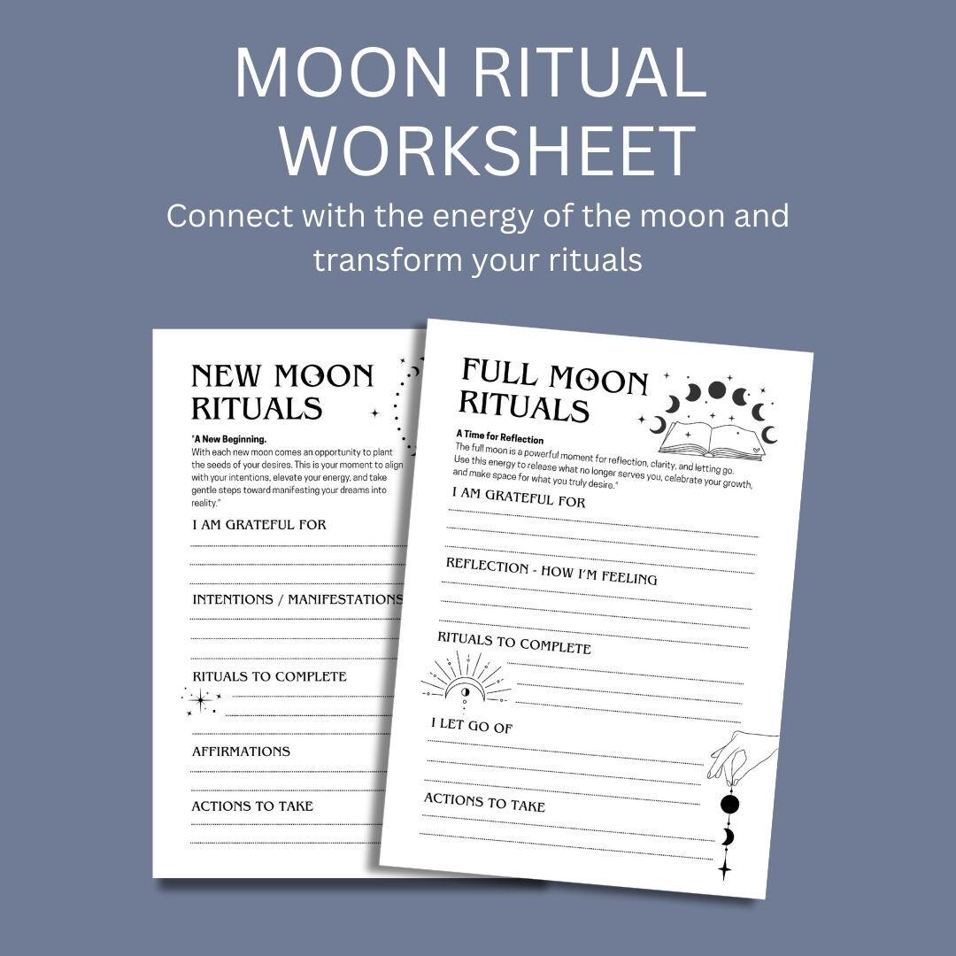 Lunar Ritual Worksheet Set: New & Full Moon Manifestation Journal (PDF ...