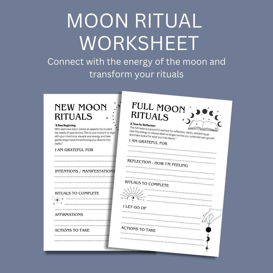 New + Full Moon Ritual Worksheet Set | Printable Lunar Manifestation ...