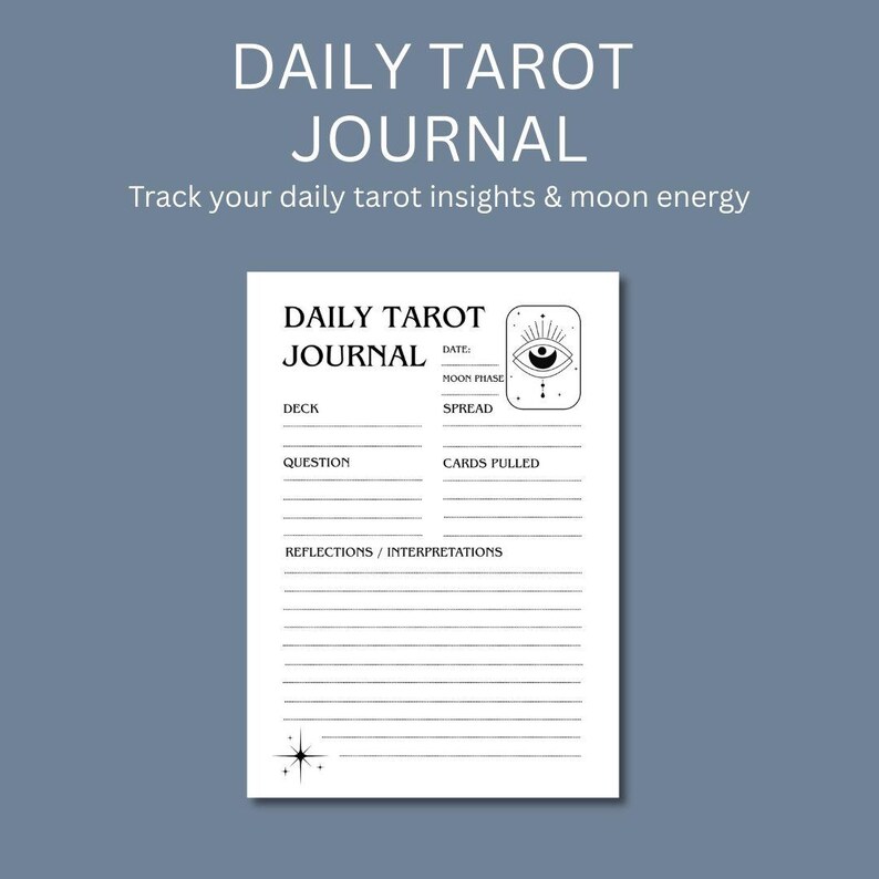 Daily Tarot Journal Page | Printable Tarot Worksheet | Moon Phase ...