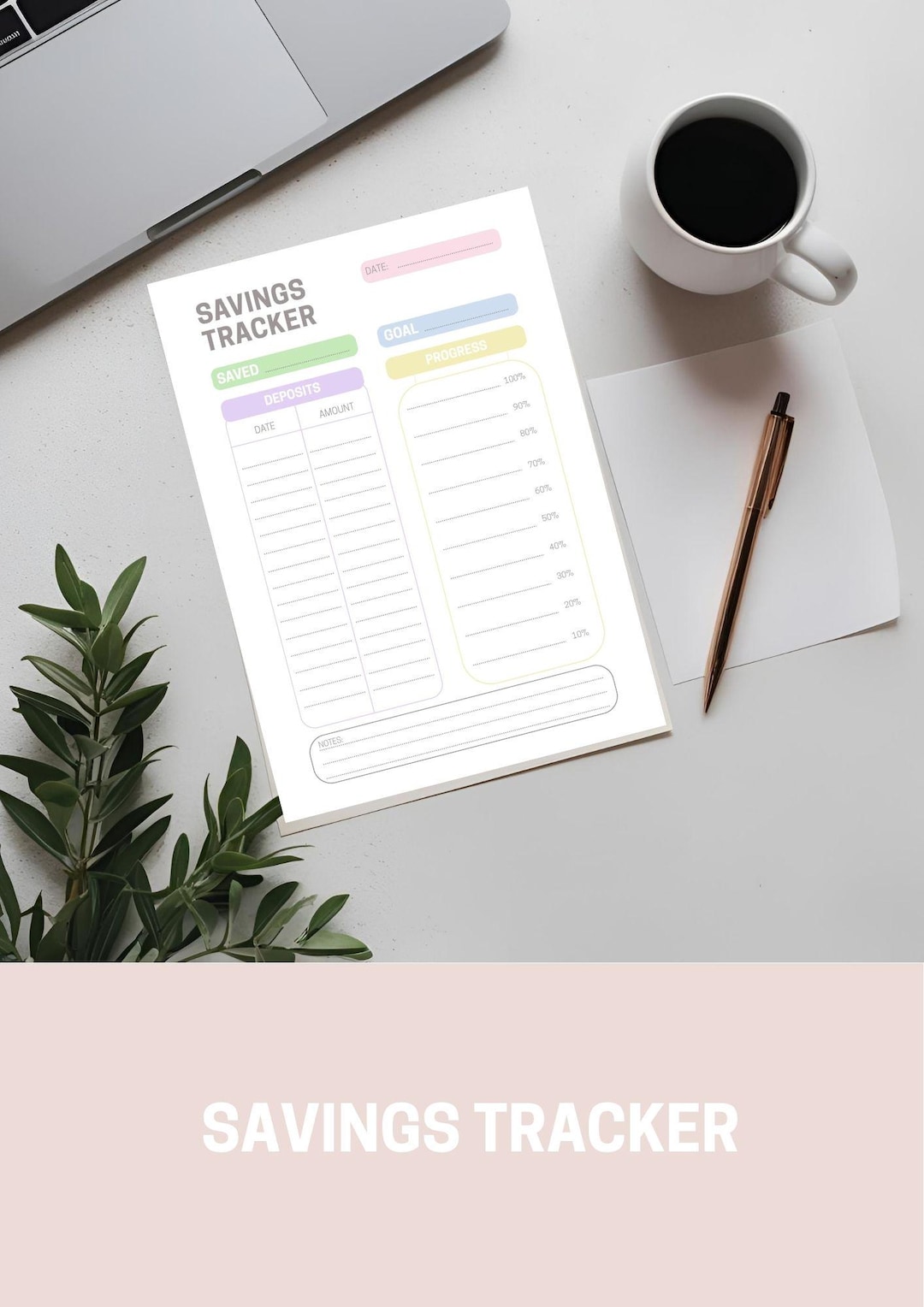 Savings Tracker Printable A4 Budget Savings Goal Planner Deposit
