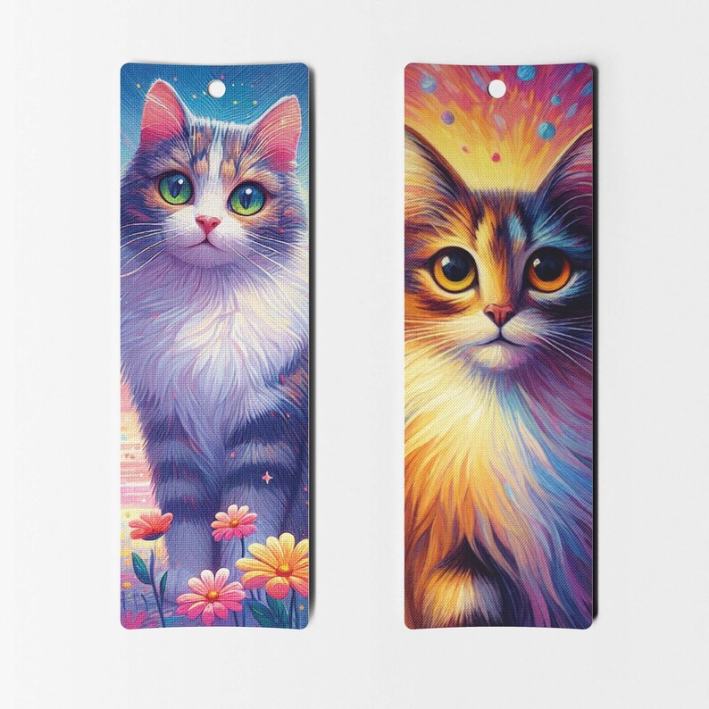Printable Cute Cats Bookmark Set for Children Chibi Animals Digital ...