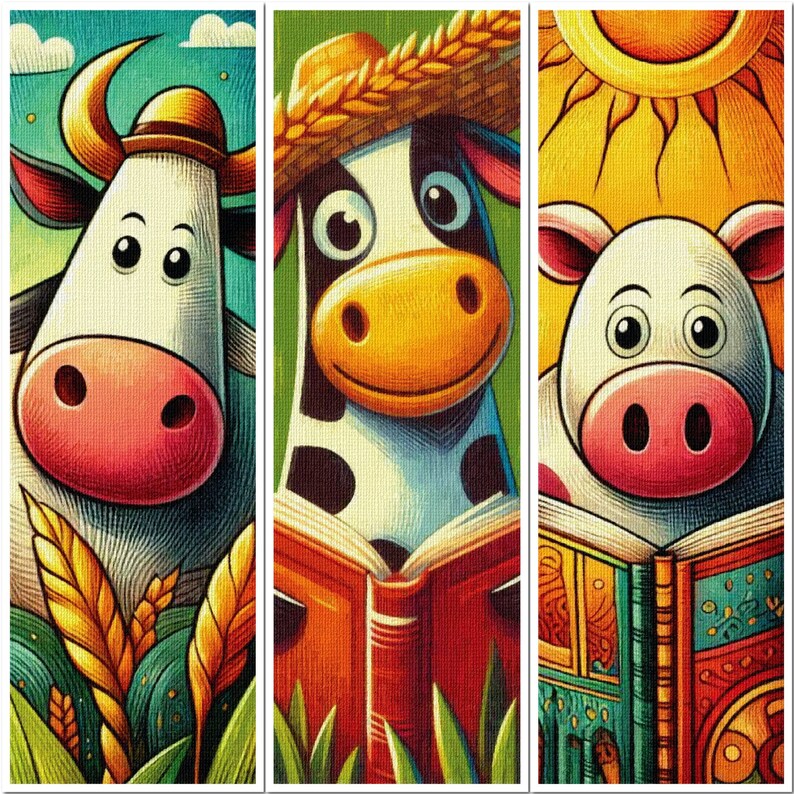 Printable Cute Farm Animals Bookmark Set for Children Digital Farm ...