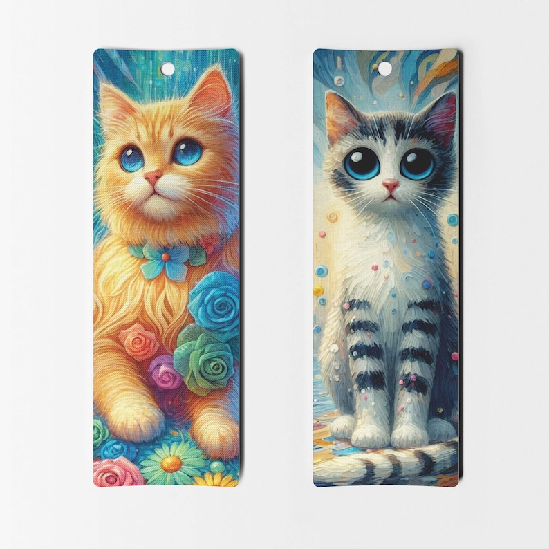 Printable Cute Cats Bookmark Set for Children Chibi Animals Digital ...