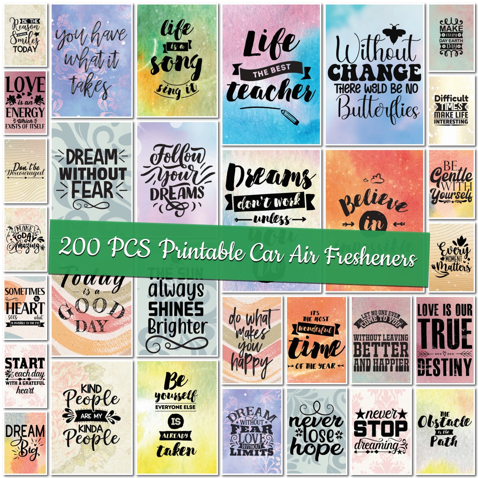 200 Pcs Motivation Car Air Freshener Bundle Motivation Air Freshener ...