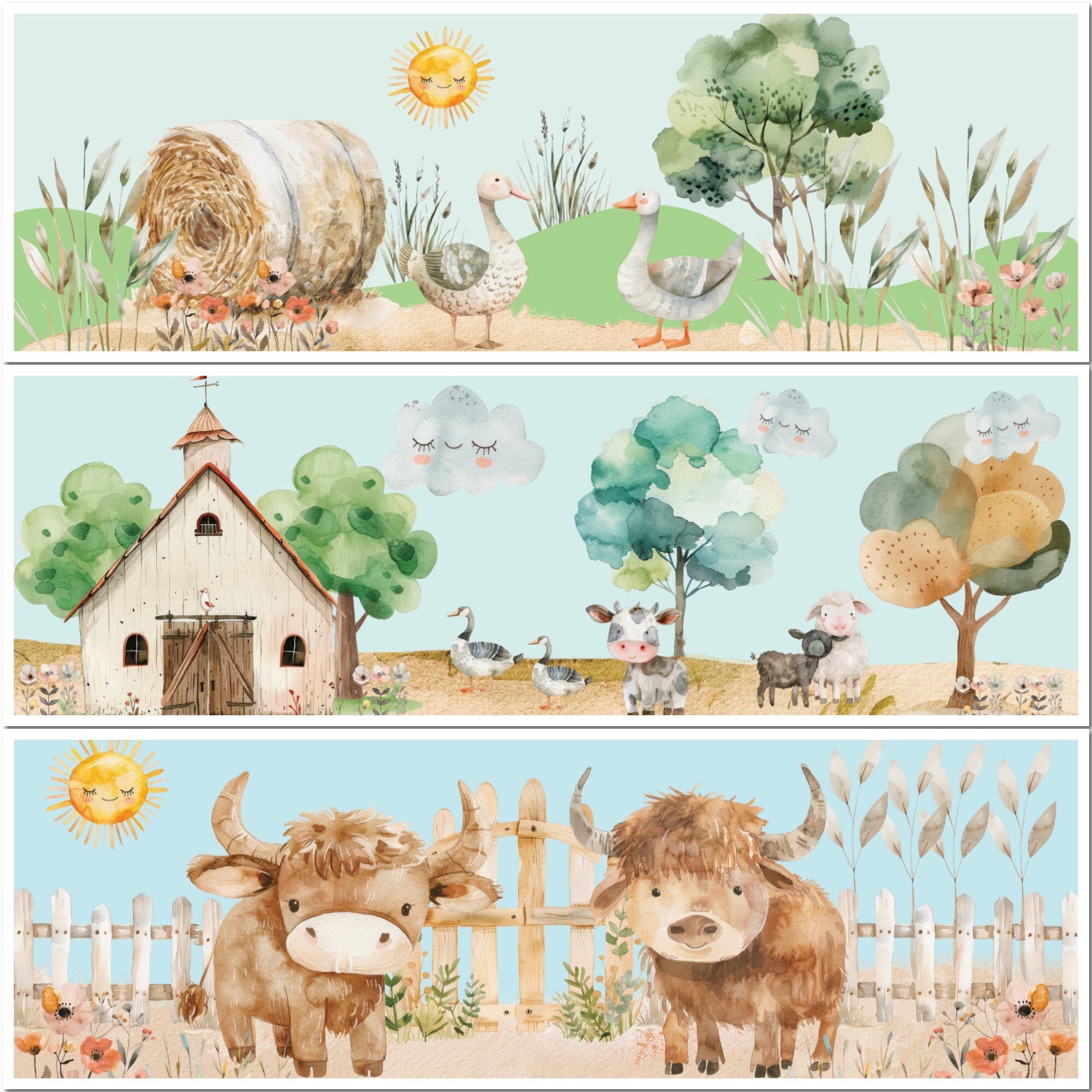 Printable Cute Farm Animals Bookmark Templates for Children Digital ...