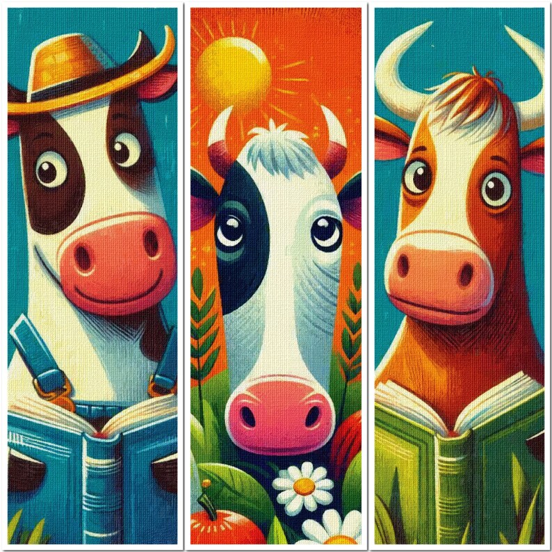 Printable Cute Farm Animals Bookmark Set for Children Digital Farm ...