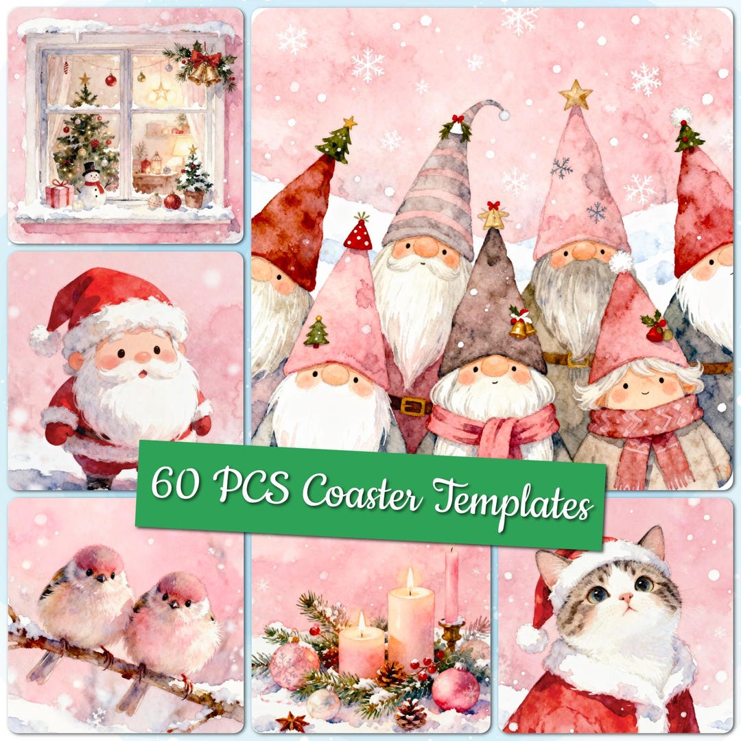 Christmas Square Coaster PNG Bundle Christmas Sublimation Designs ...
