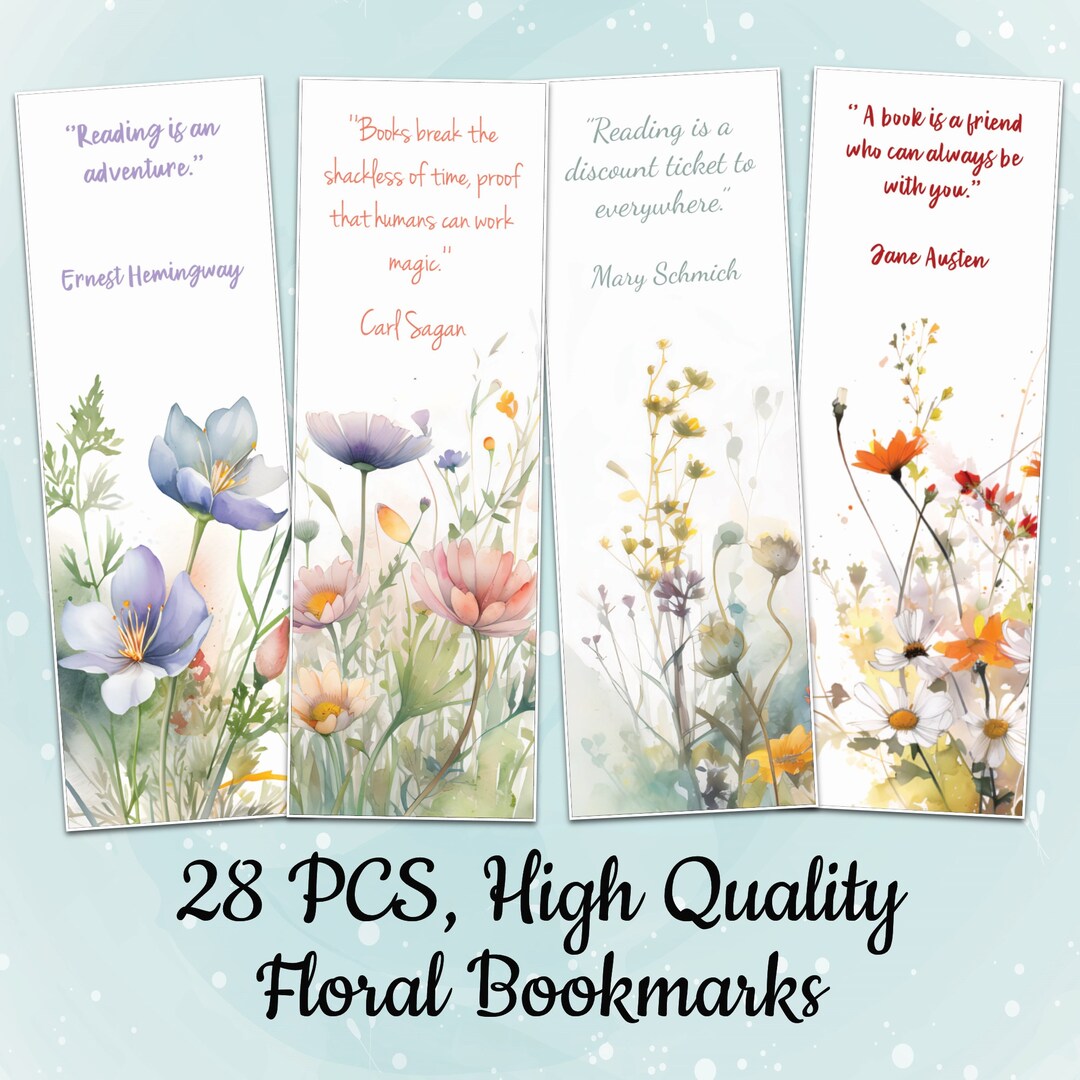 Digital Inspirational Bookmark Templates Printable Book Quotes Bookmark ...