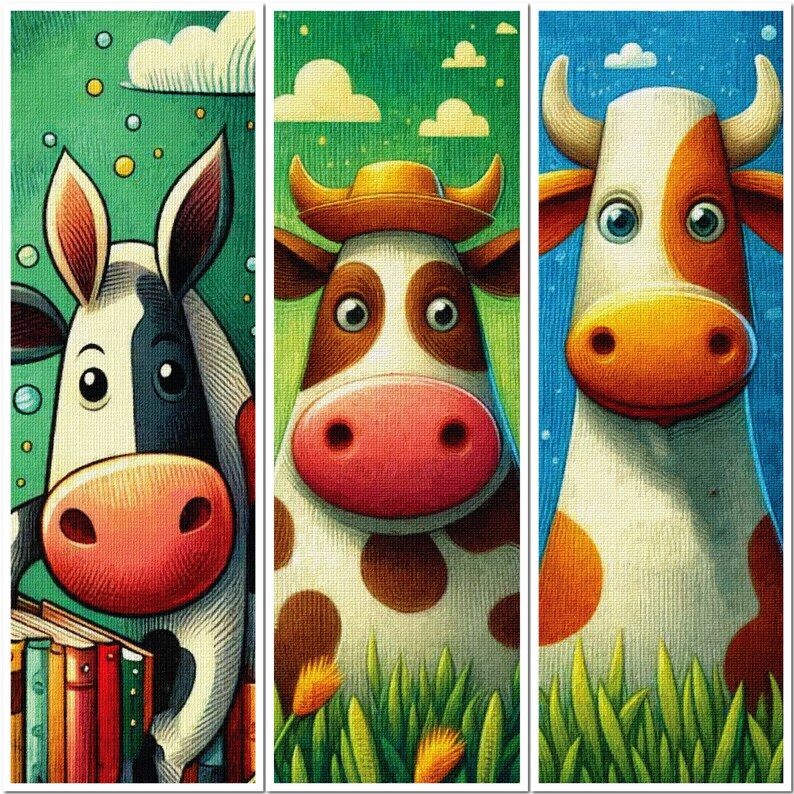 Printable Cute Farm Animals Bookmark Set for Children Digital Farm ...