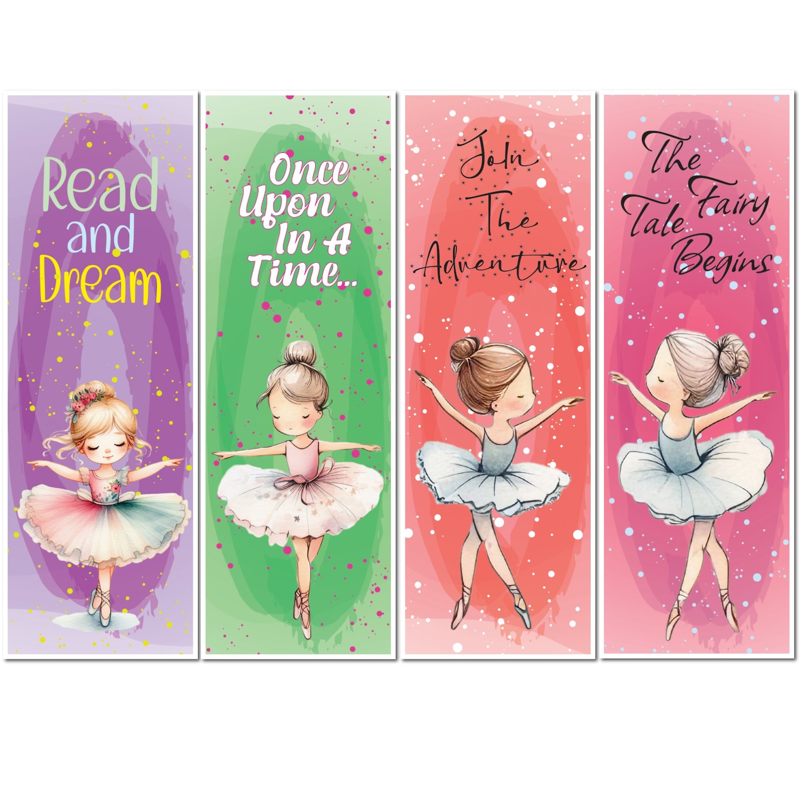 16 Pcs Little Ballerina Printable Bookmark Set for Children Digital ...
