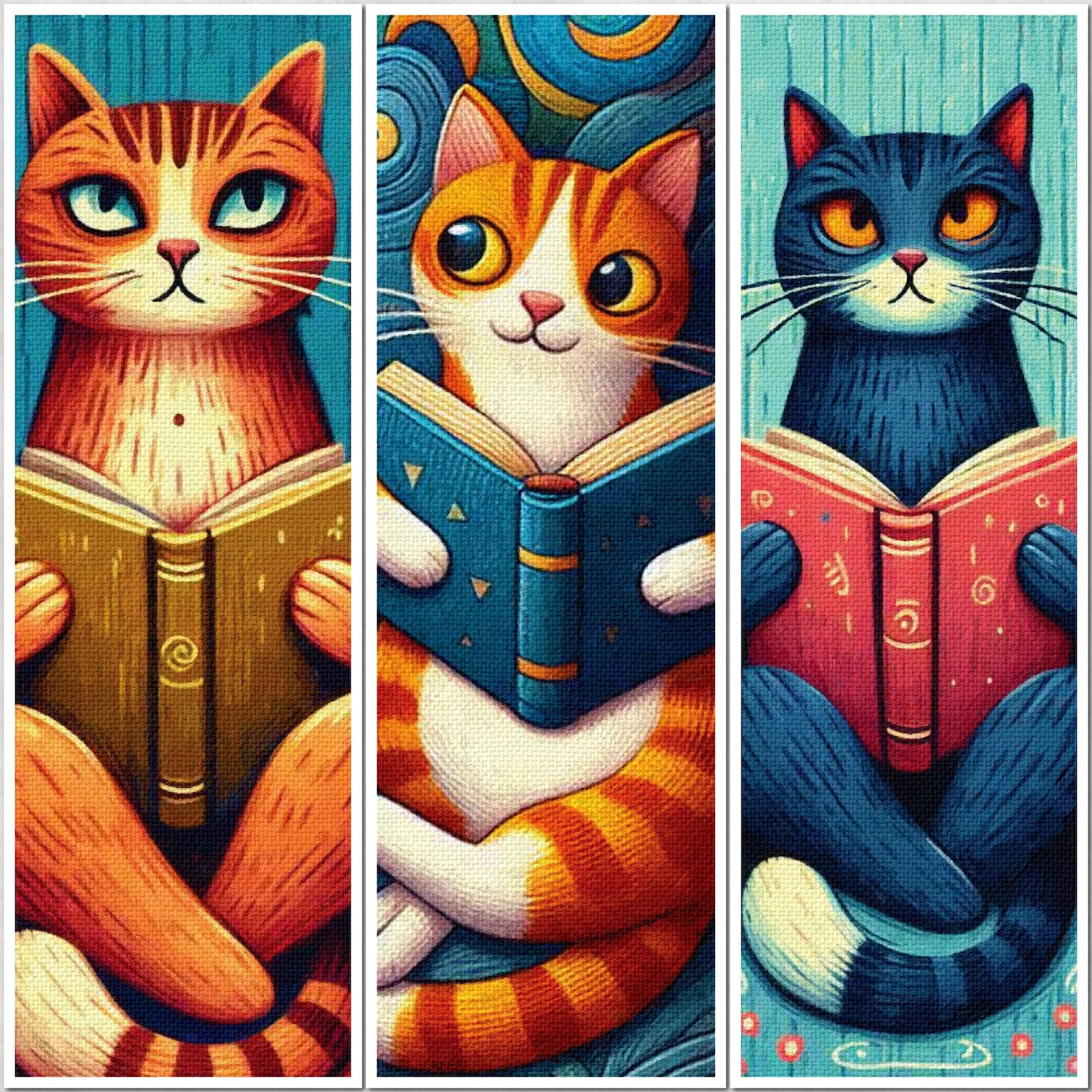 Printable Cute Cats Bookmark Set for Children Chibi Animals Digital ...