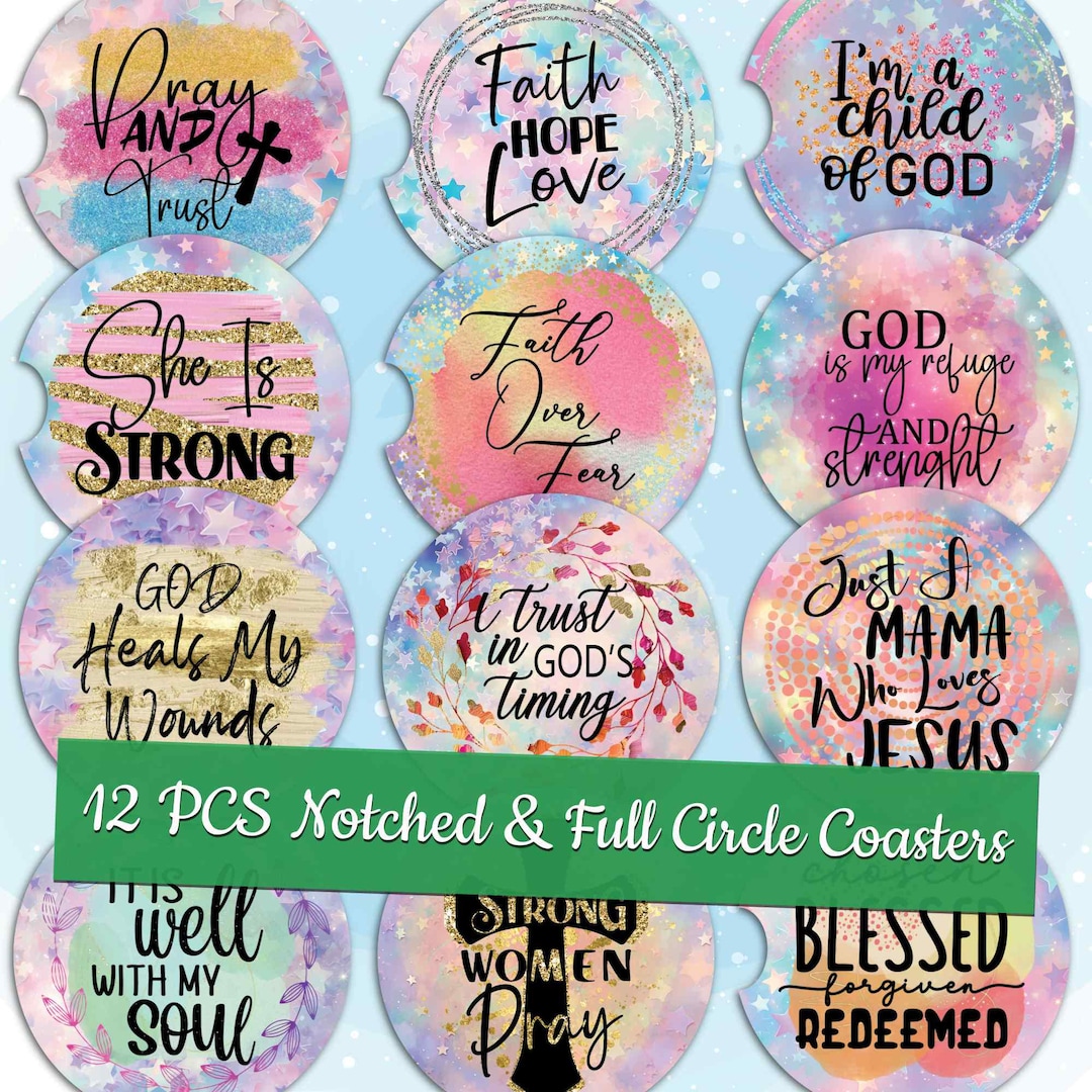 Religious Car Coaster Template Christian Sublimation Design Bible Verse ...