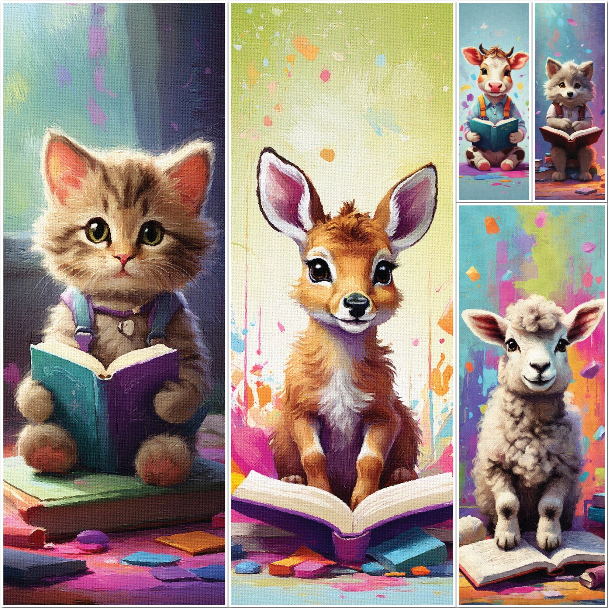 20 Pcs Printable Cute Animal Bookmark Set for Children Digital Chibi ...