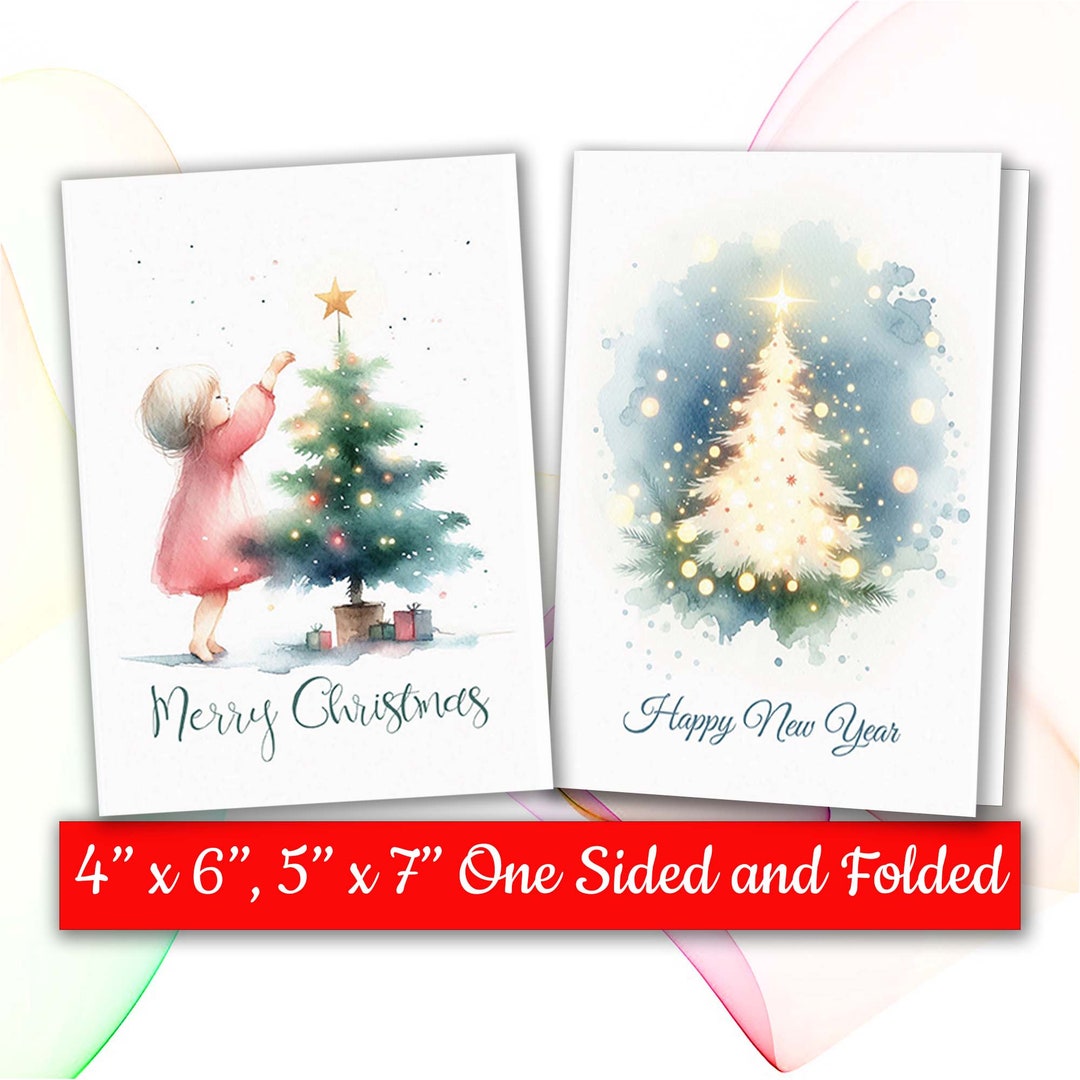 Printable Christmas Card Designs Digital One Sided Christmas Cards Cute ...