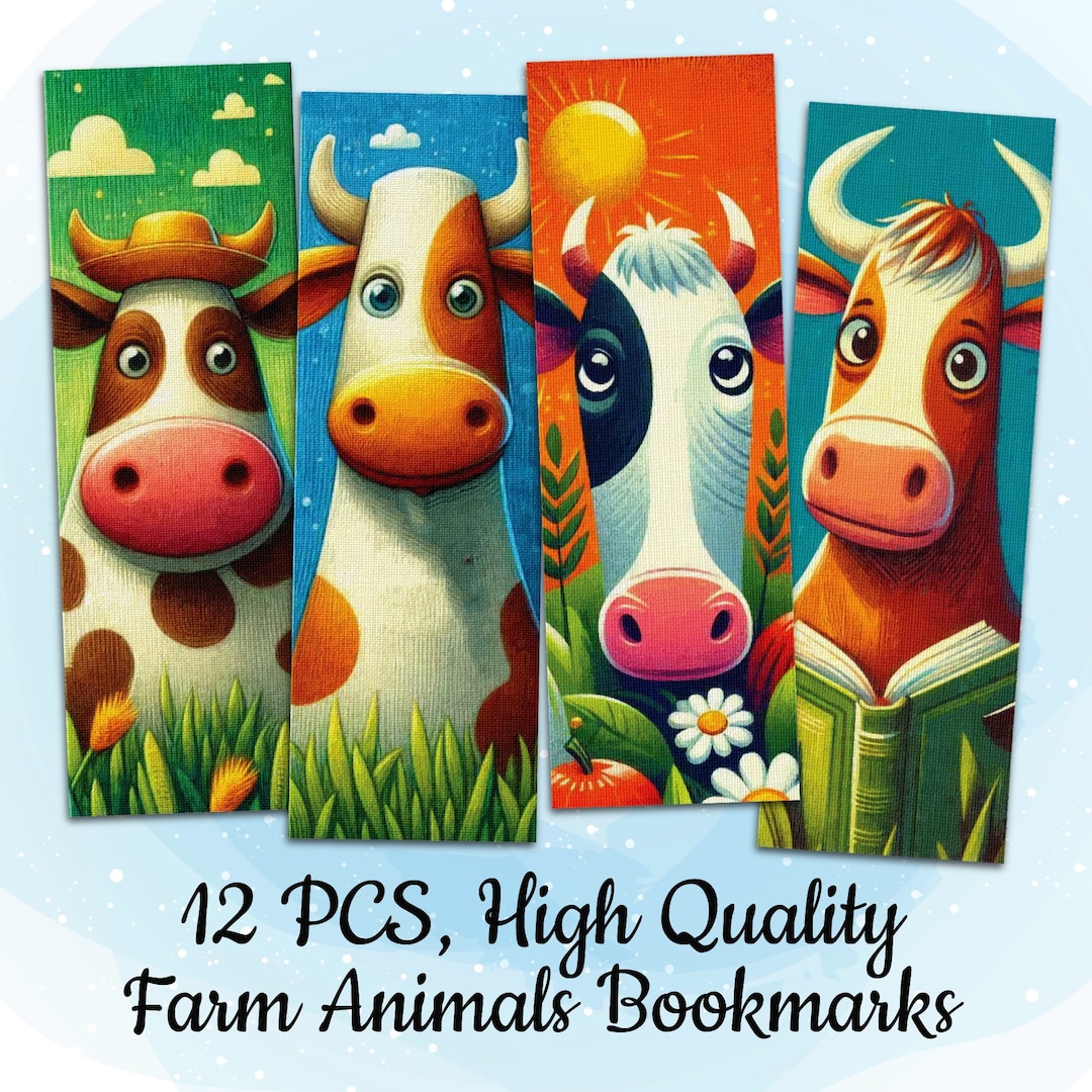 Printable Cute Farm Animals Bookmark Set for Children Digital Farm ...