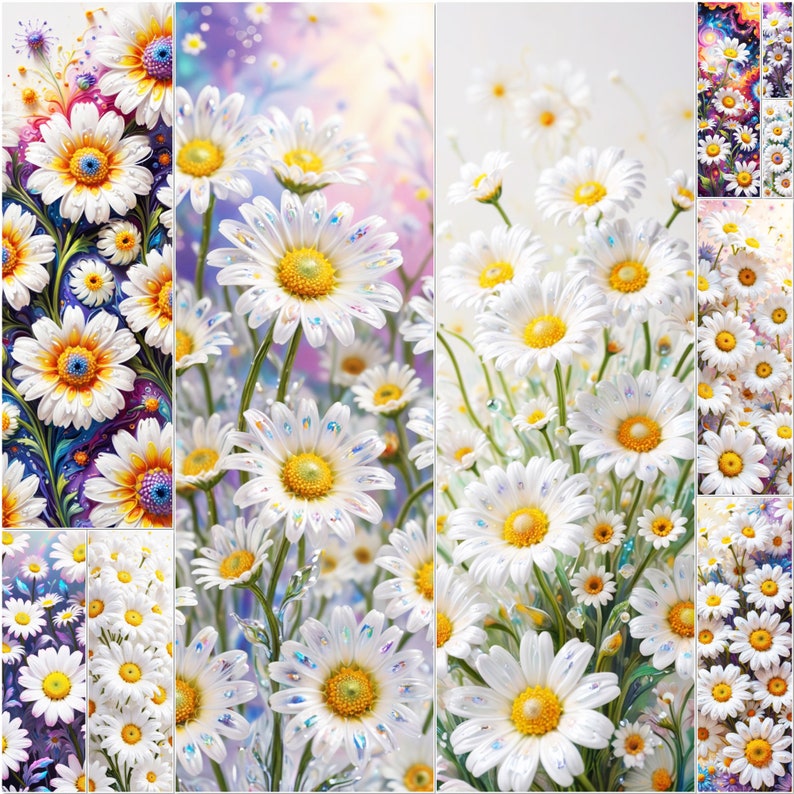Digital 3D Daisy Bookmark Templates 3D Floral Bookmark Bundle 3D ...