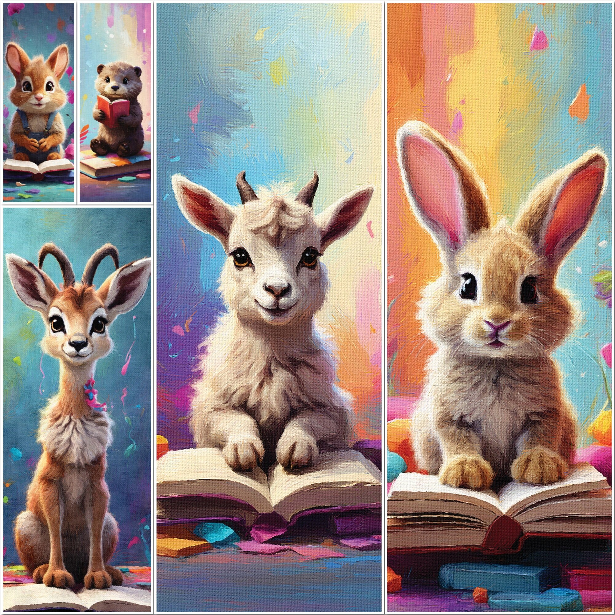 20 Pcs Printable Cute Animal Bookmark Set for Children Digital Chibi ...