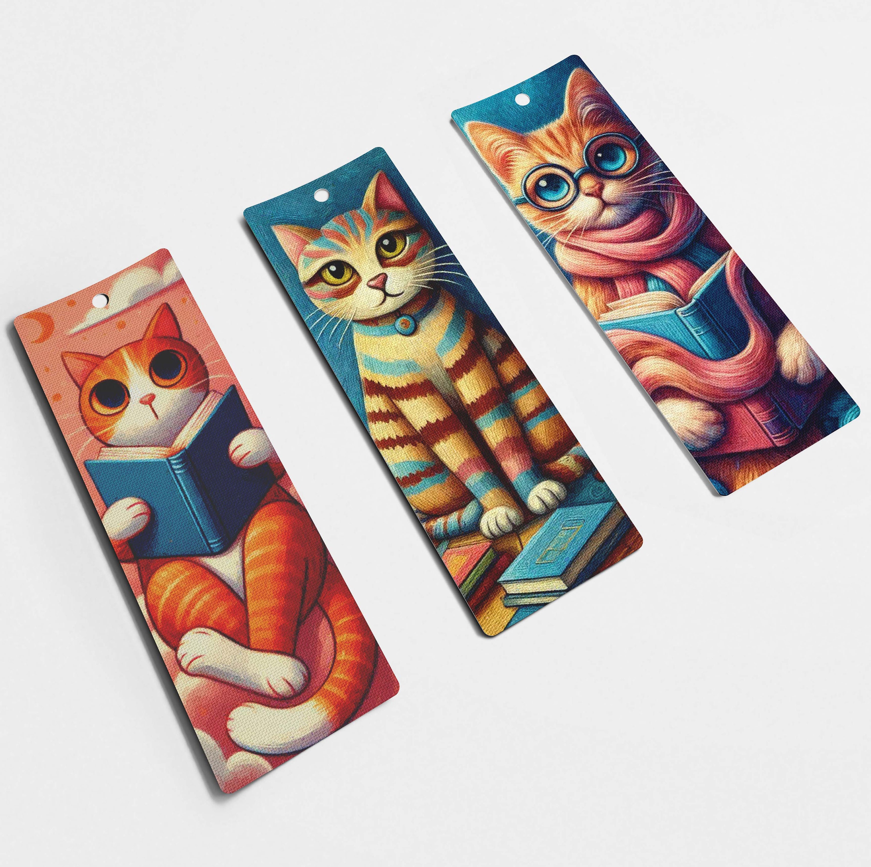 Printable Cute Cats Bookmark Set for Children Chibi Animals Digital ...