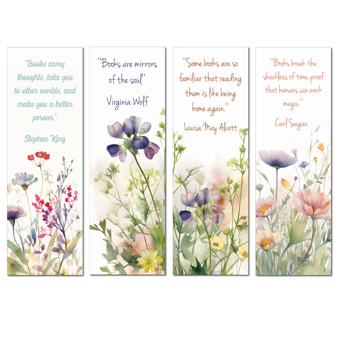 Digital Inspirational Bookmark Templates Printable Book Quotes Bookmark ...