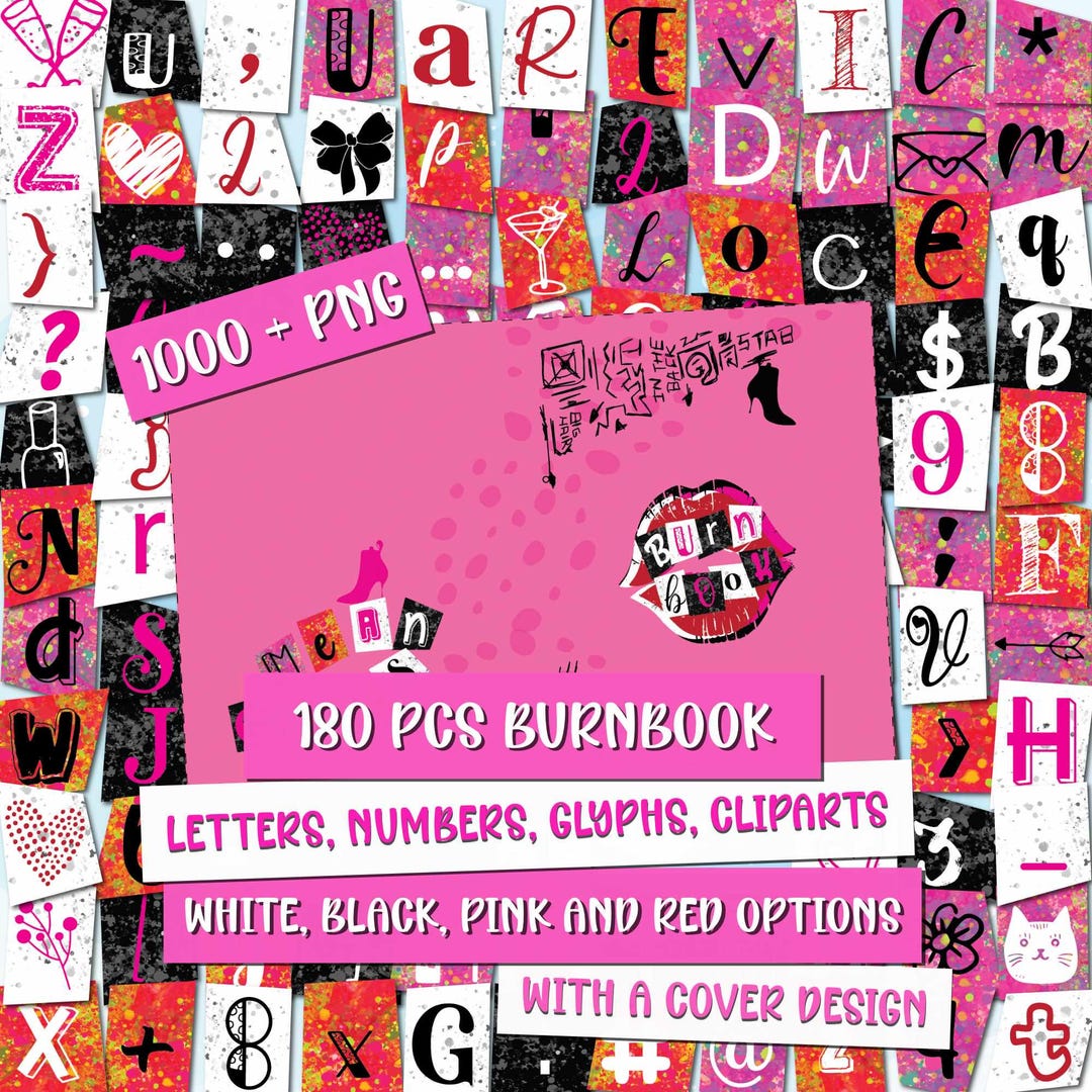 Mean Girls Burn Book Alphabet Bundle Burn Book Letters PNG Bundle Burn ...