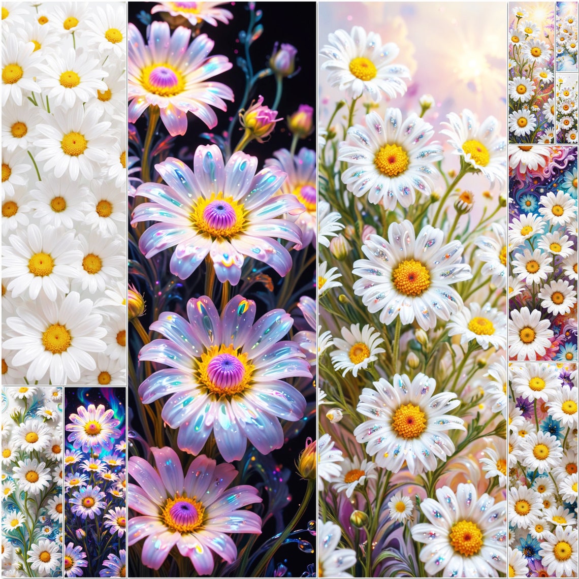 Digital 3D Daisy Bookmark Templates 3D Floral Bookmark Bundle 3D ...
