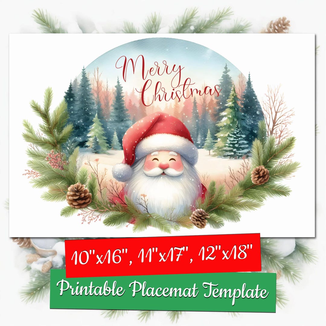 Christmas Placemat Template Digital Table Mat Template Merry Christmas ...