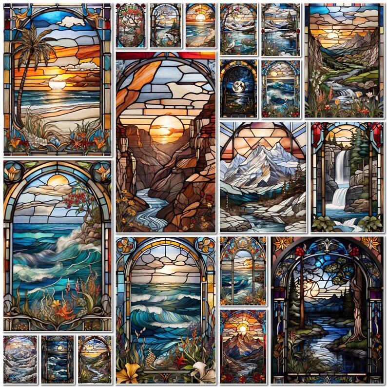 100 Pcs Printable Stained Glass Car Air Freshener Templates Stained ...