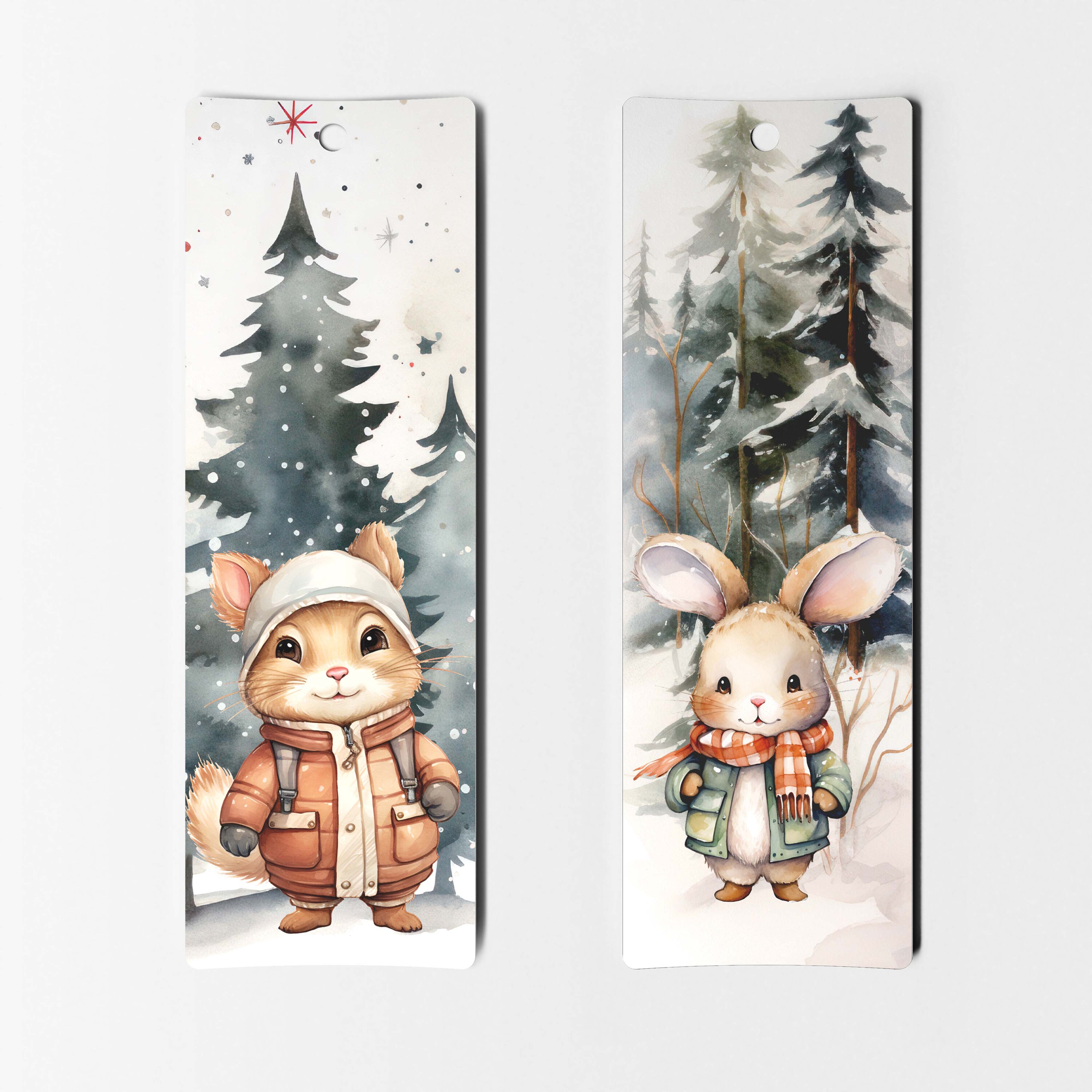 Printable Cute Animal Bookmark Set for Children Winter Animals Bookmark ...