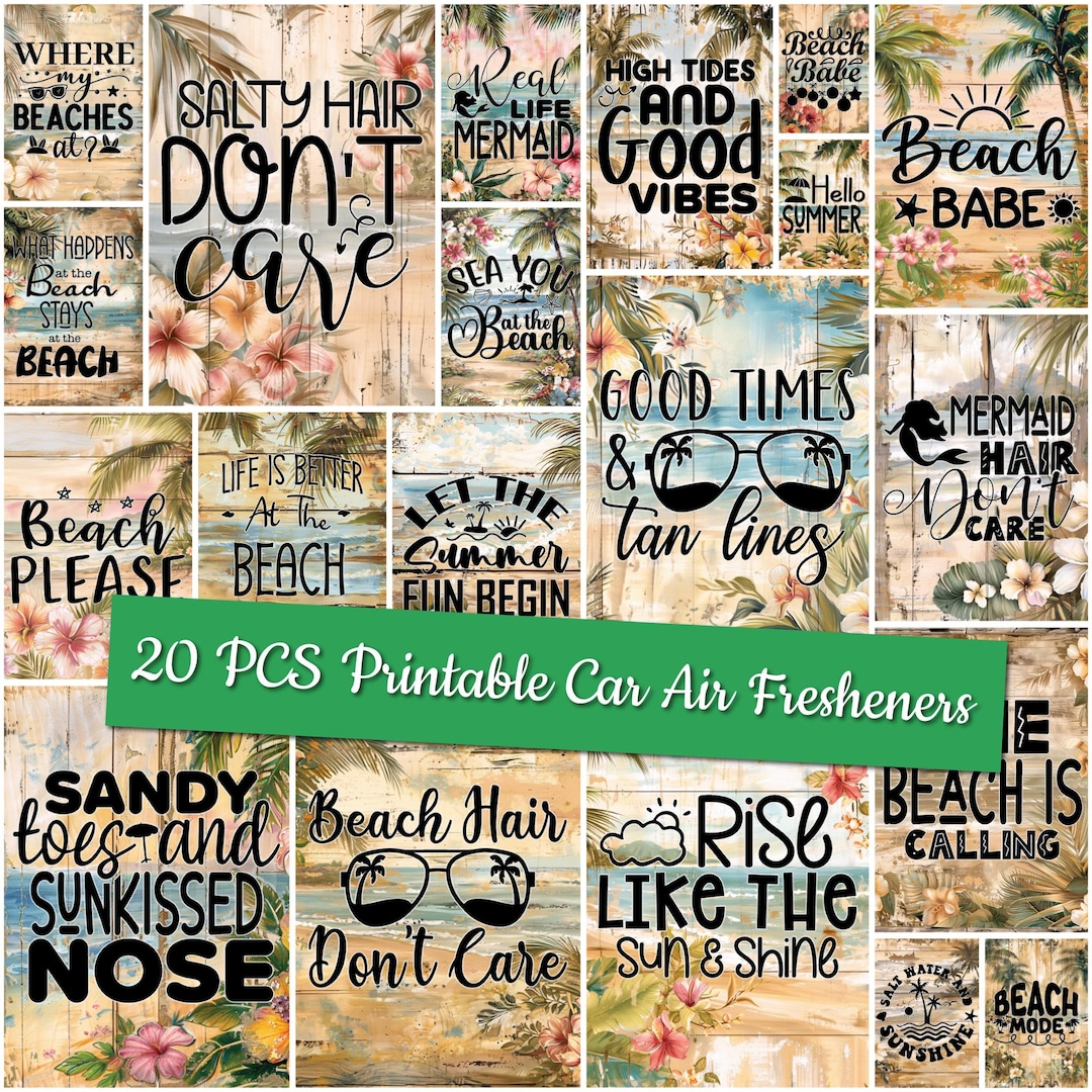 Printable Summer Car Air Freshener Templates Summer Sublimation Designs ...