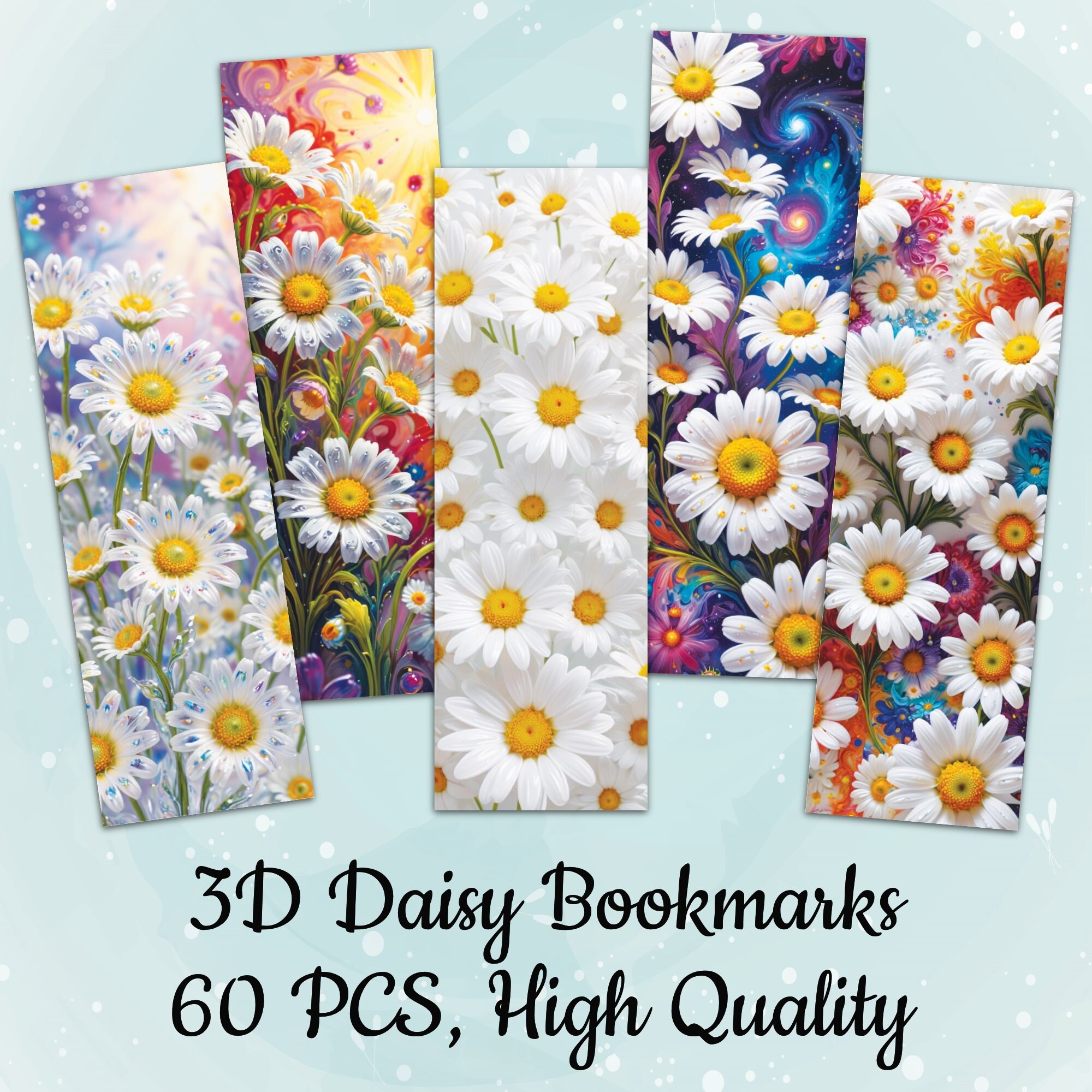 Digital 3D Daisy Bookmark Templates 3D Floral Bookmark Bundle 3D ...