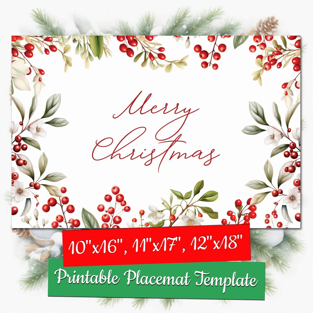 Christmas Placemat Template Digital Table Mat Template for Fabric ...