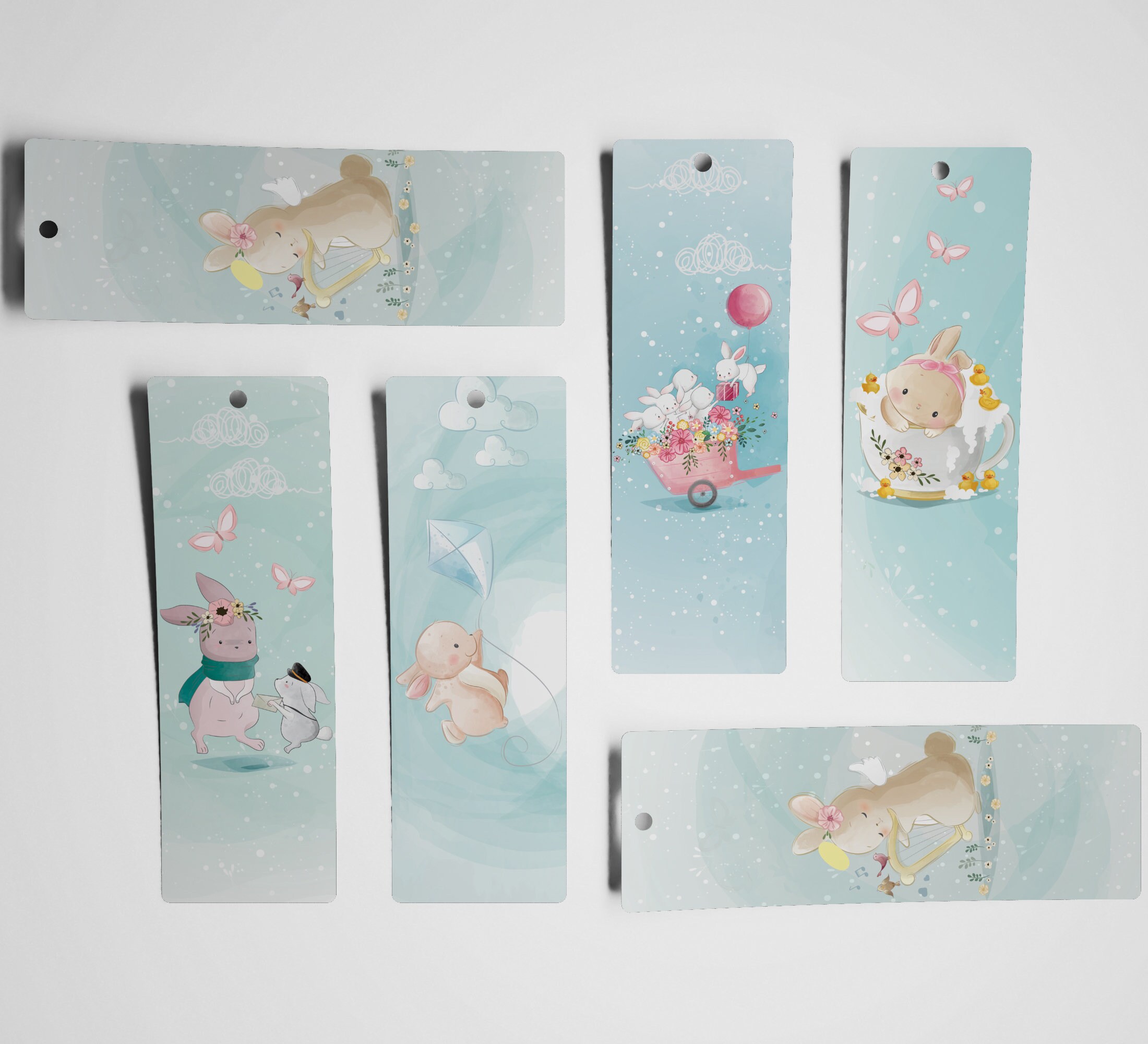 Printable Cute Bunny Bookmark Set for Children Cute Digital Chibi Bunny ...