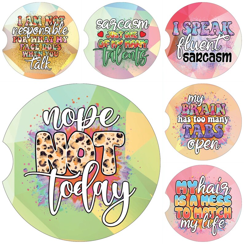 Printable Sarcasm Car Coaster Templates Sarcastic Sublimation Designs ...