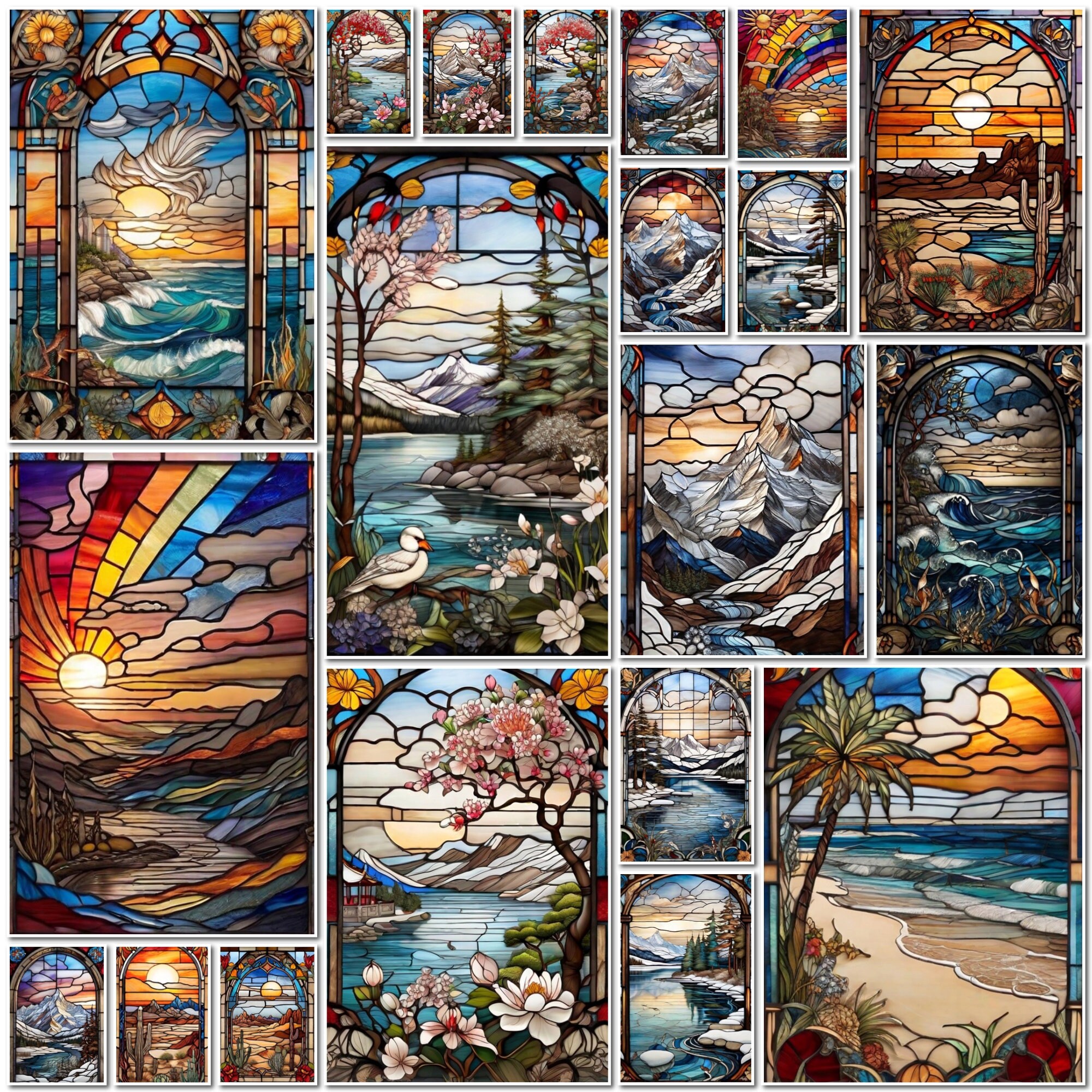 100 Pcs Printable Stained Glass Car Air Freshener Templates Stained ...