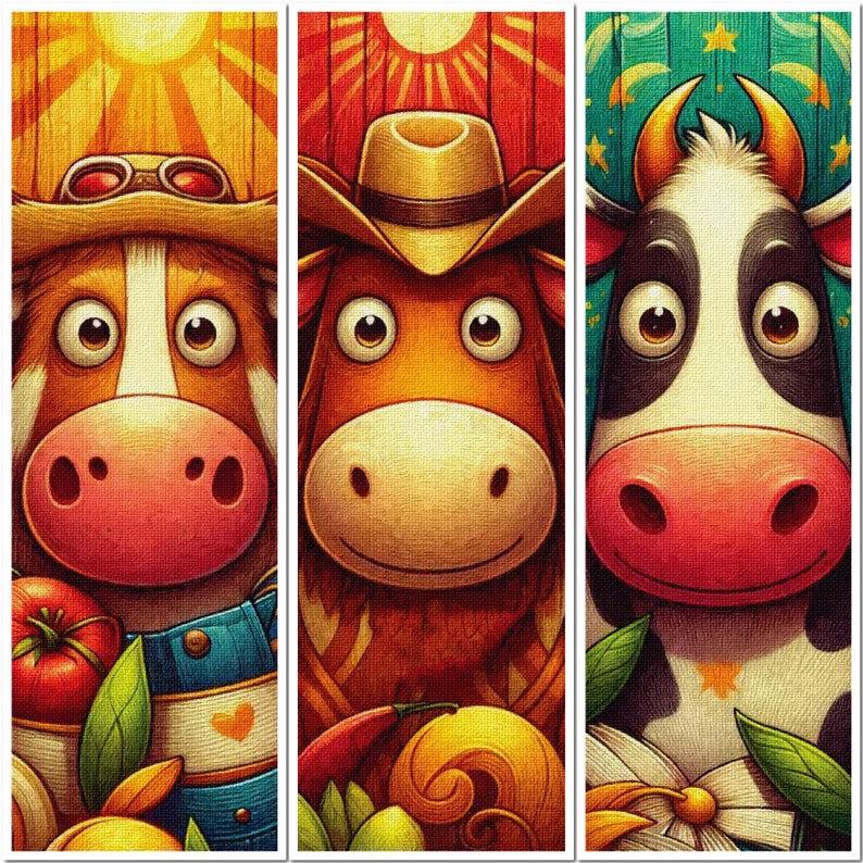Printable Cute Farm Animals Bookmark Set for Children Digital Farm ...