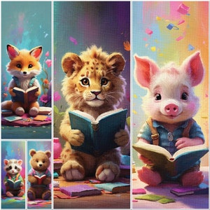 20 Pcs Printable Cute Animal Bookmark Set for Children Digital Chibi ...