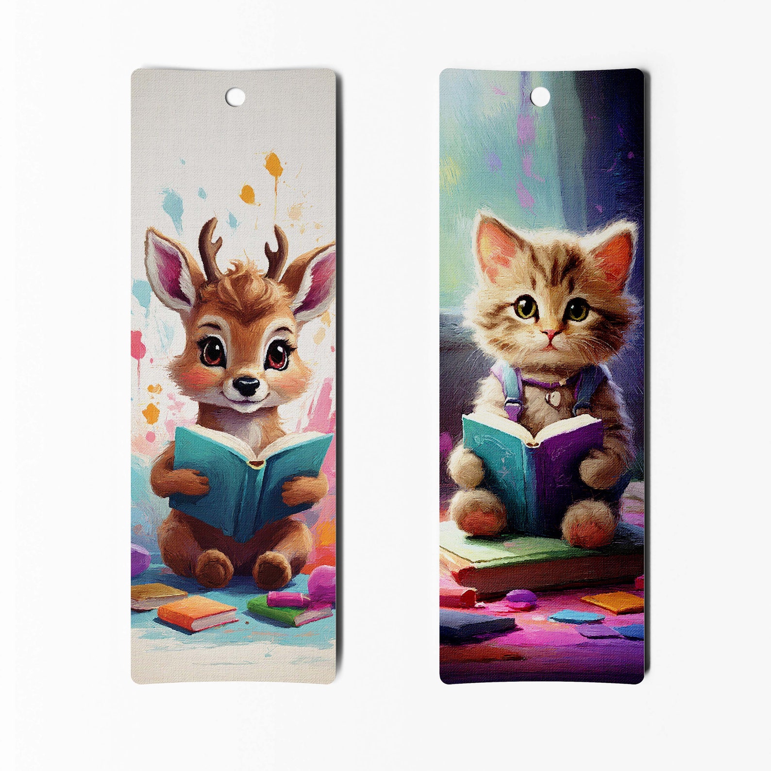 20 Pcs Printable Cute Animal Bookmark Set for Children Digital Chibi ...