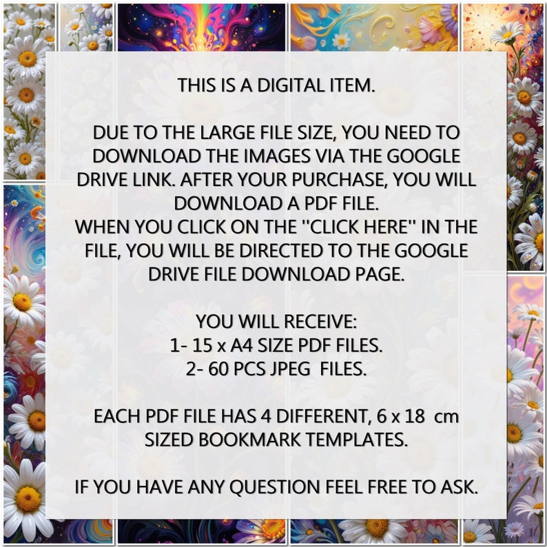 Digital 3D Daisy Bookmark Templates 3D Floral Bookmark Bundle 3D ...