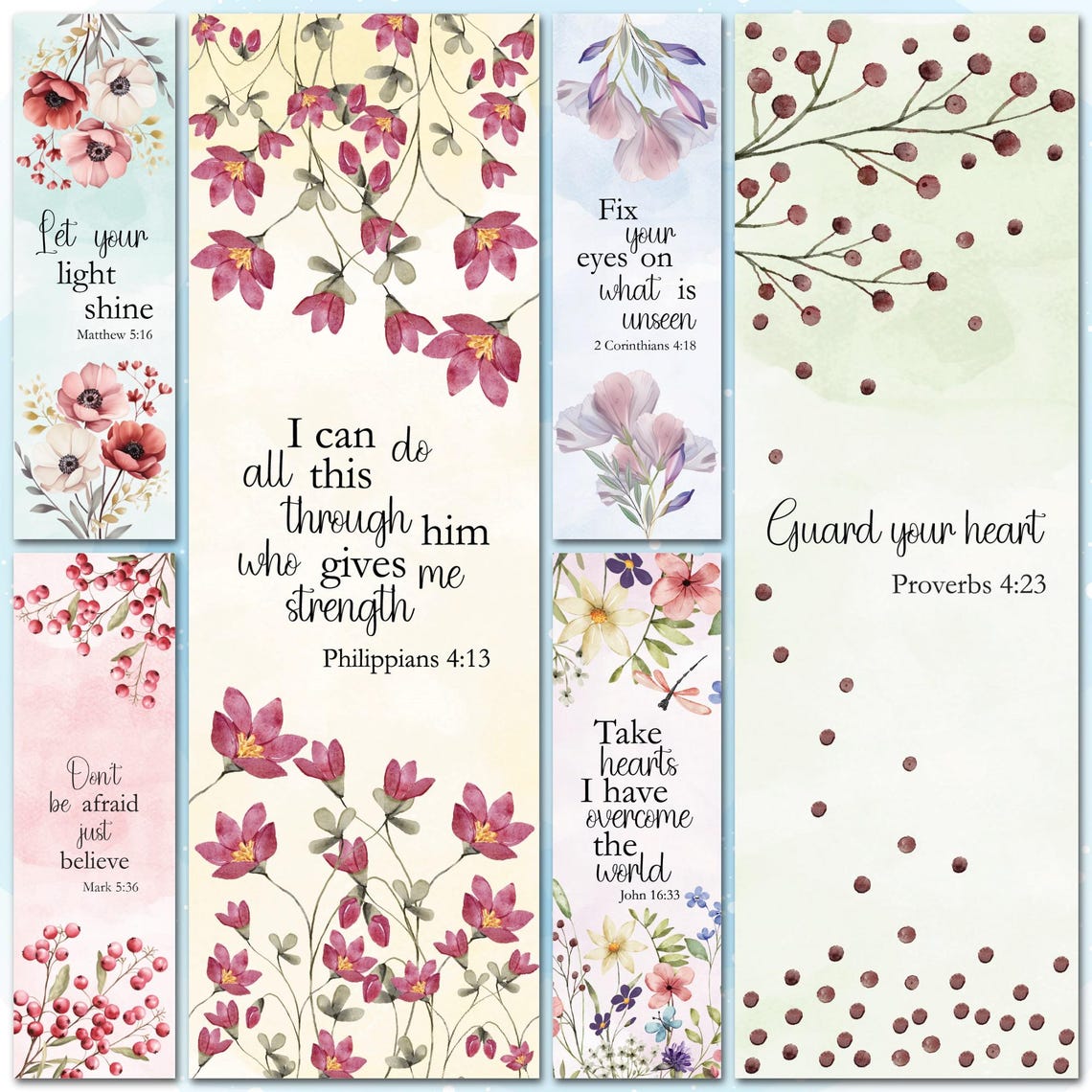 Printable Bible Verse Bookmark Templates Faith Digital Bookmark Bundle ...