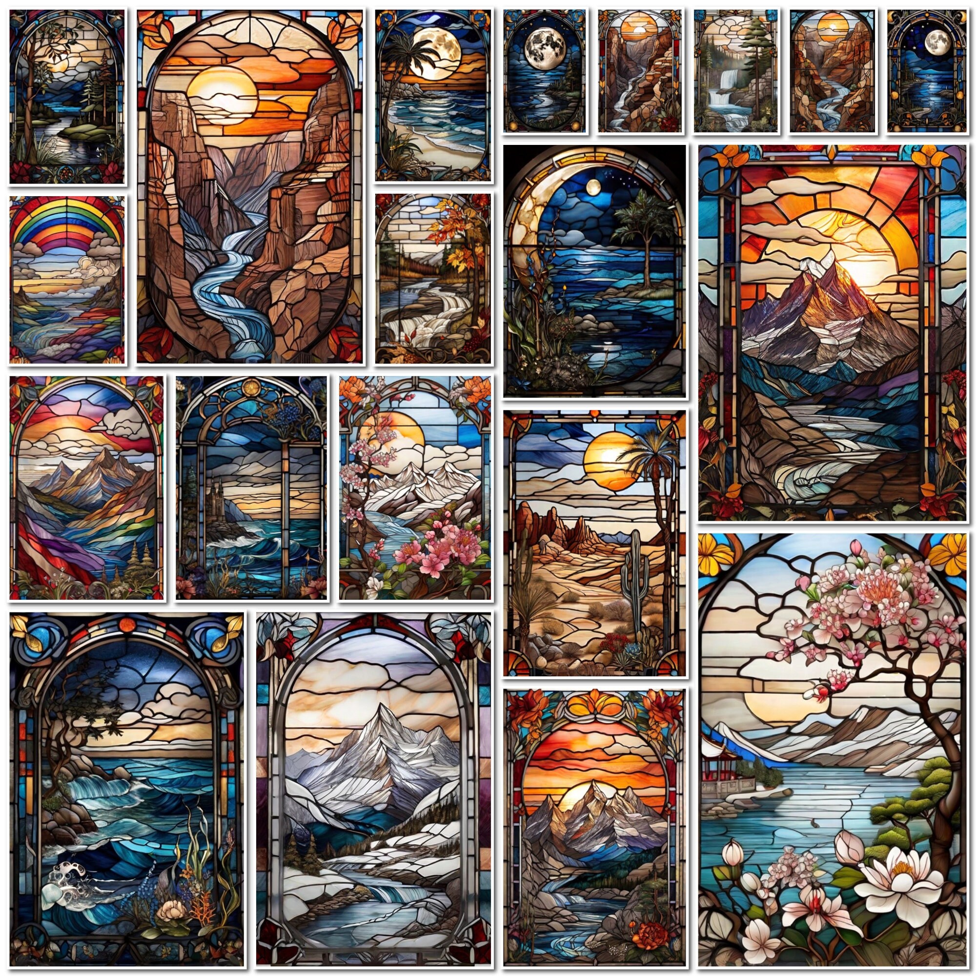 100 Pcs Printable Stained Glass Car Air Freshener Templates Stained ...