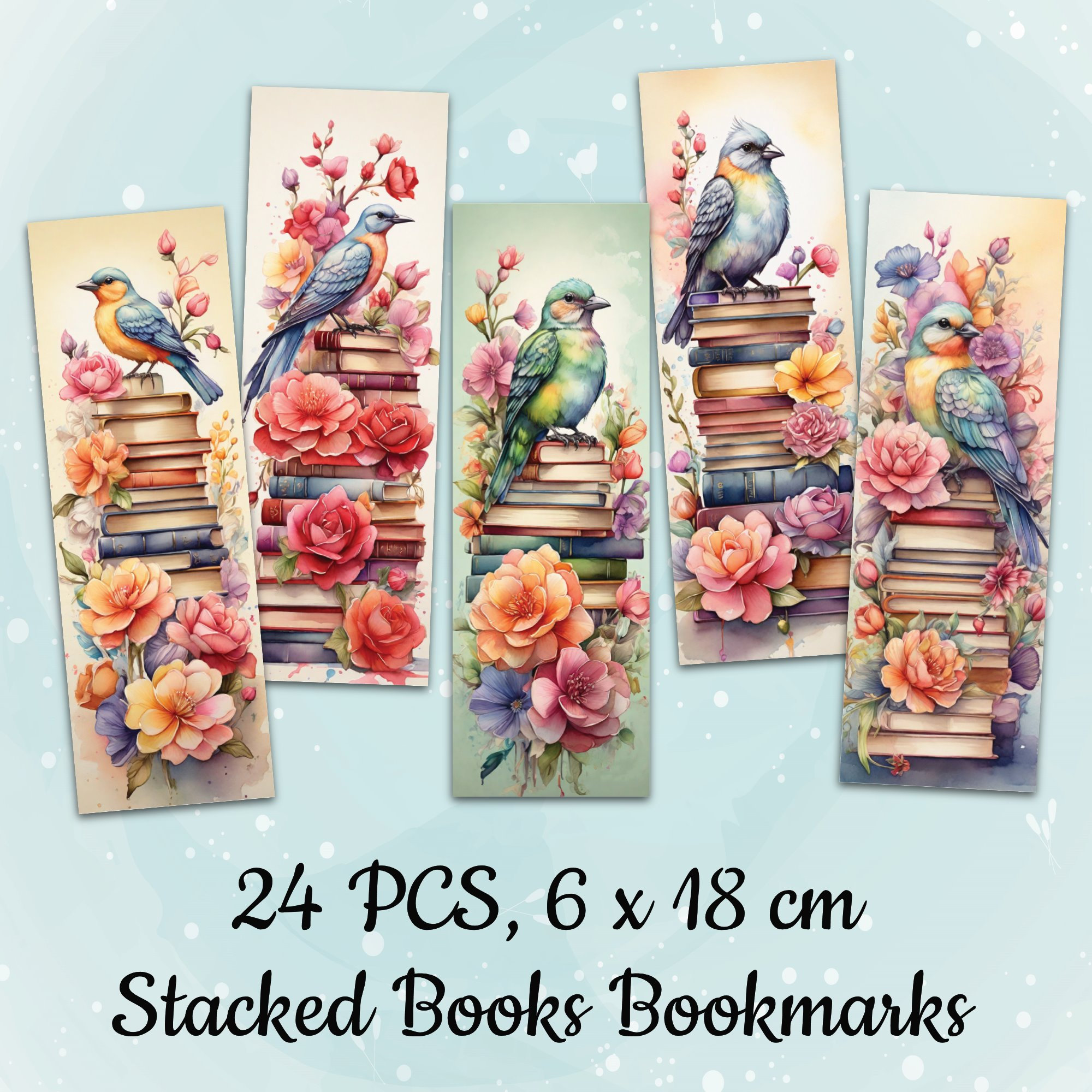 Vintage Books Printable Bookmark Templates Stacked Books Digital ...